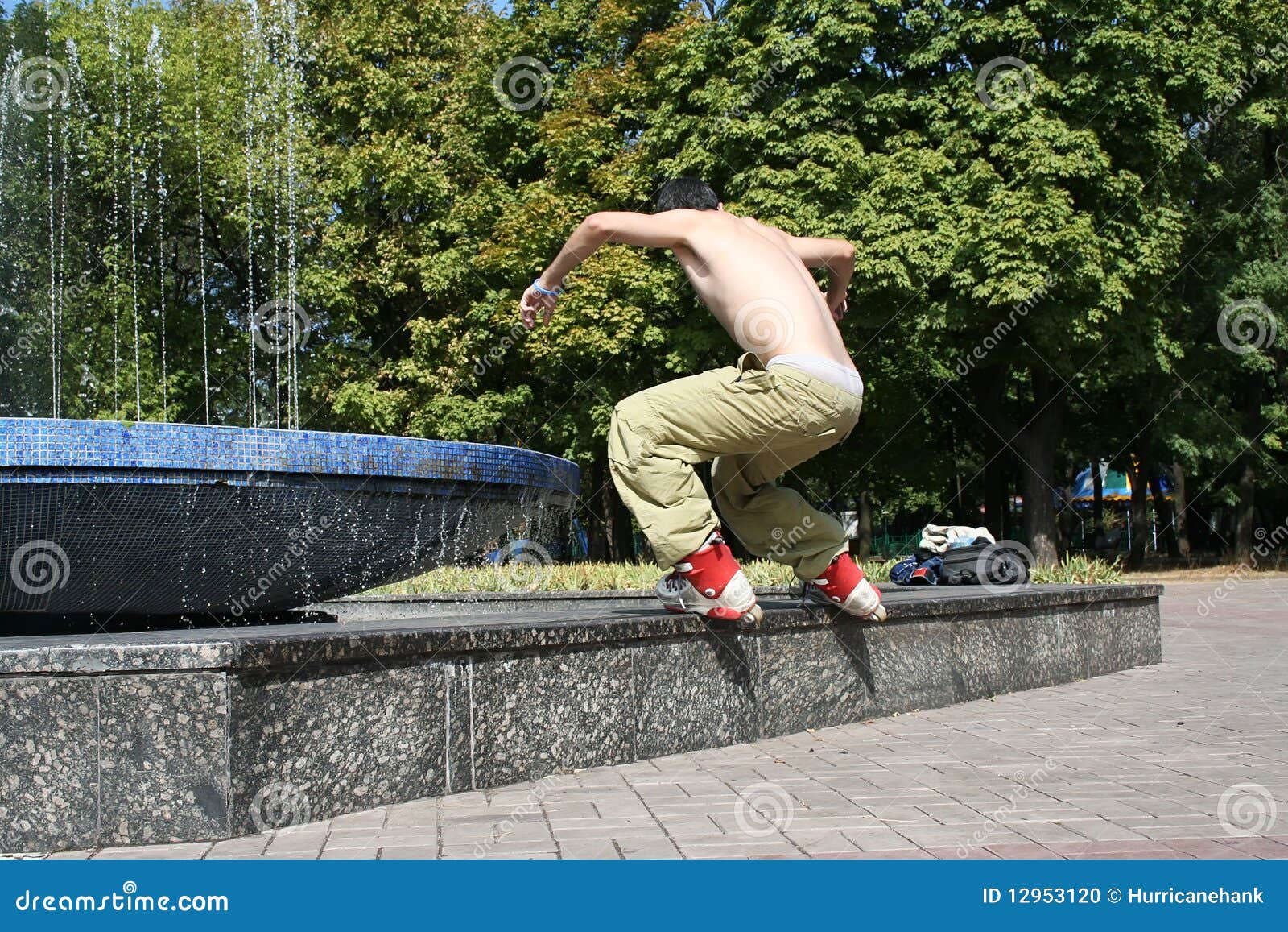 Aggressive Inline Rollerblader On A Ledge Picture. Image: 12953120