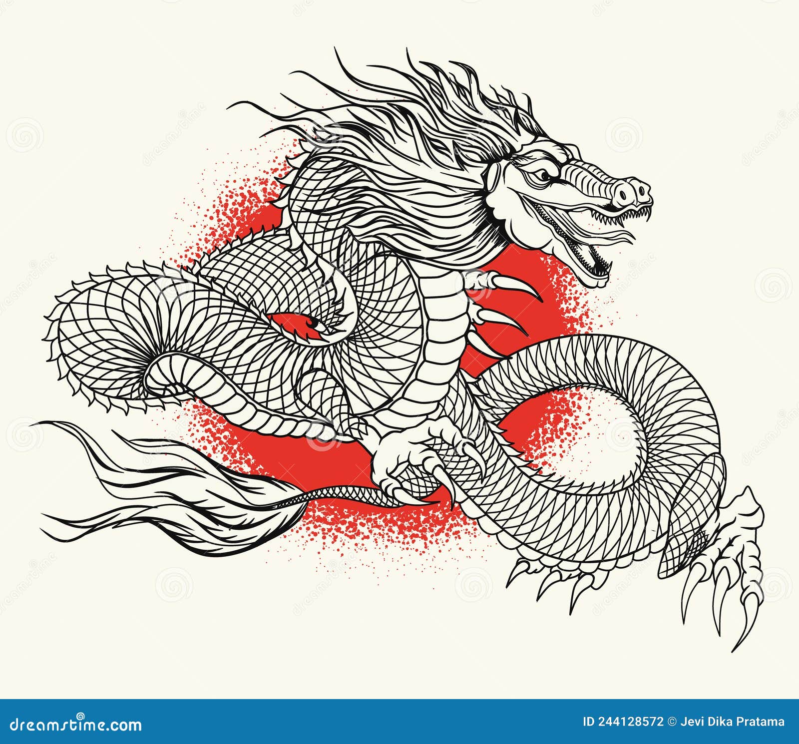 Aggressive Japanese Fantasy Dragon Concept Stock Vector - Illustration ...