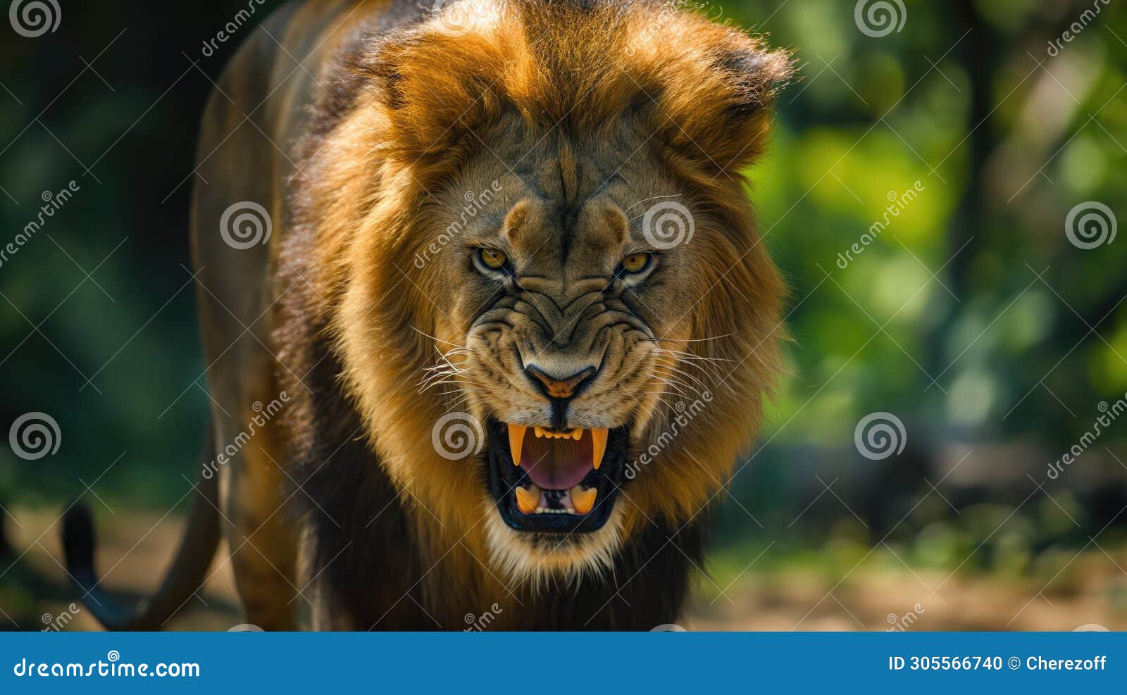 Aggressive Lion Ready To Attack Stock Photo - Image of mammal, hunt ...