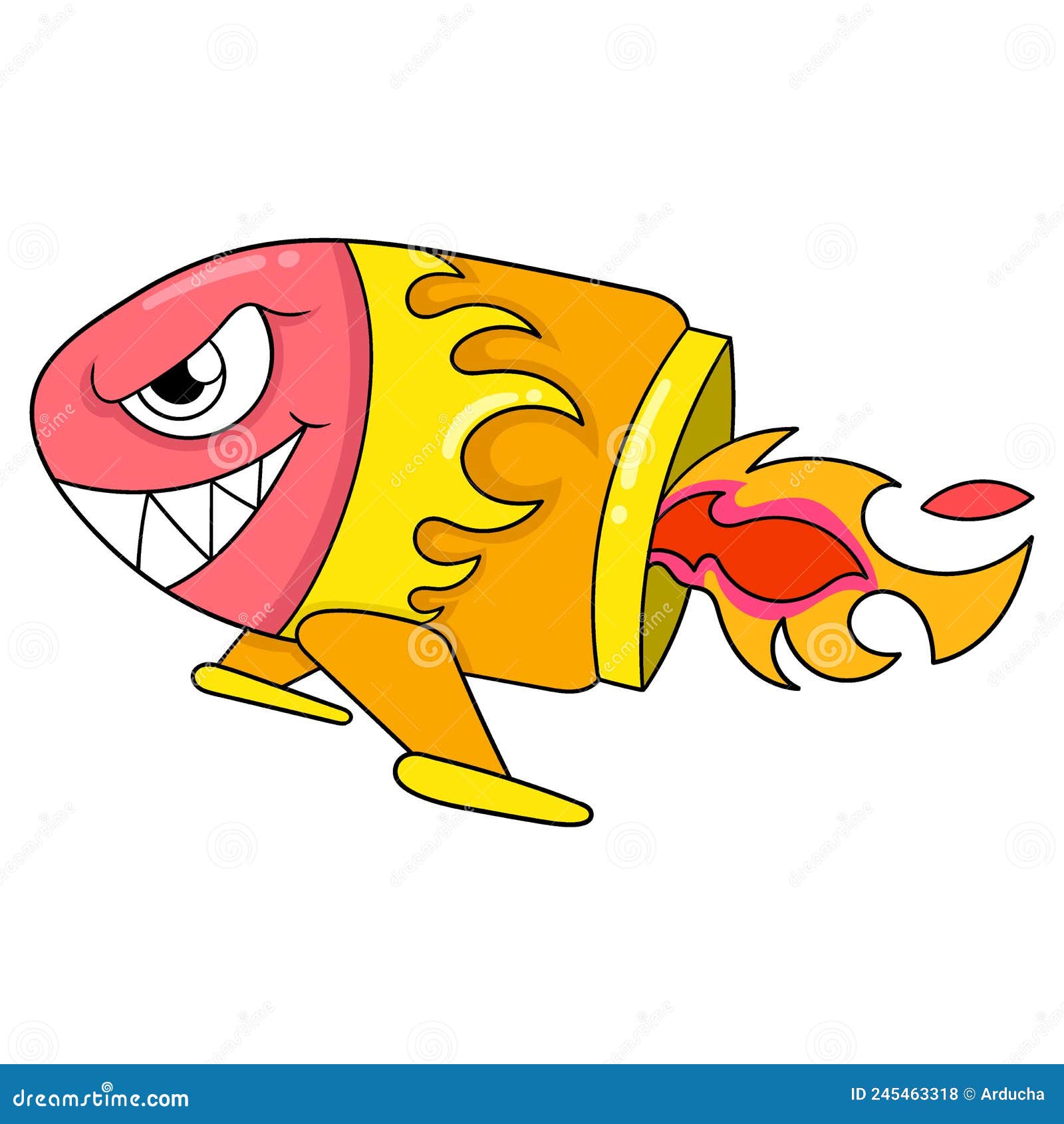 Aggressive Looking Rocket is Hurtling To Explode, Doodle Icon Image ...