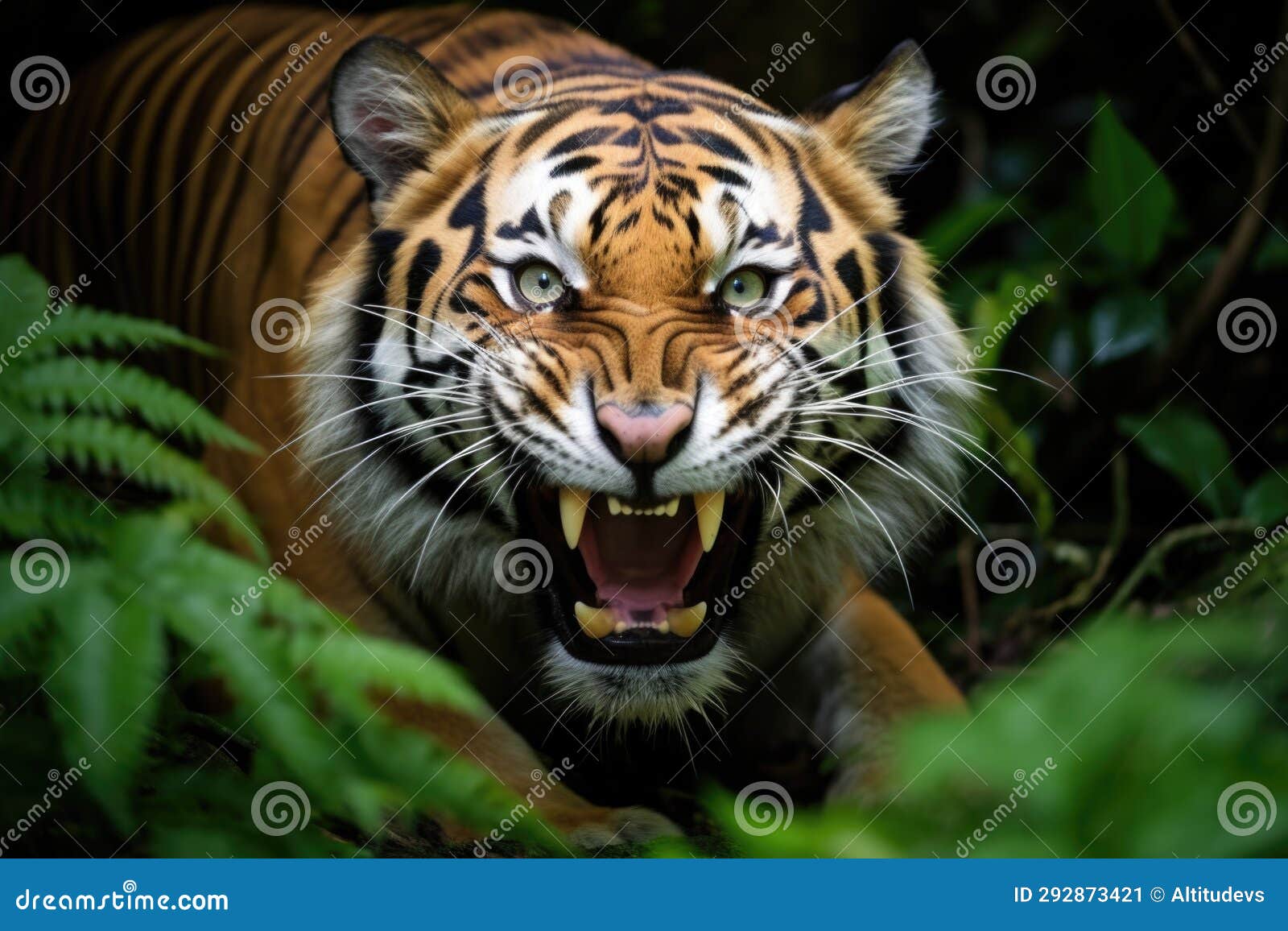Aggressive-looking Tiger Showing Teeth in the Jungle Stock Image ...