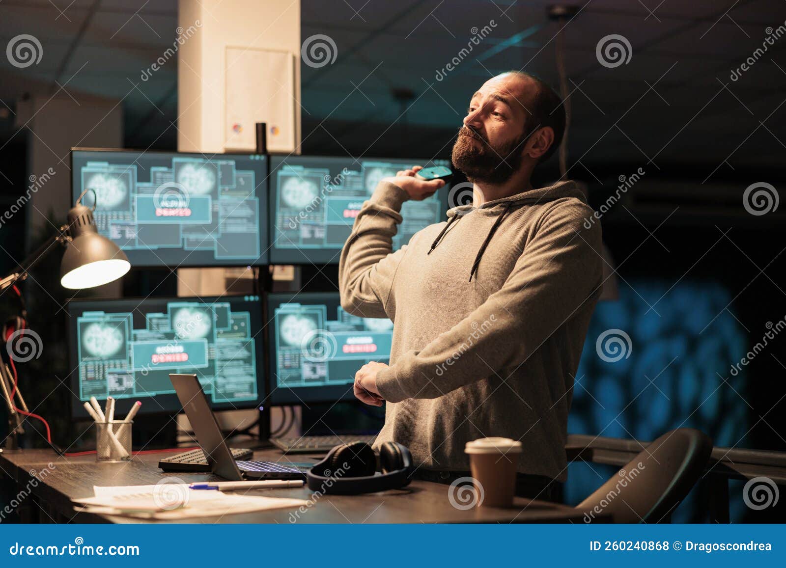 Aggressive Male Hacker Throwing Mouse in Office Stock Photo - Image of ...