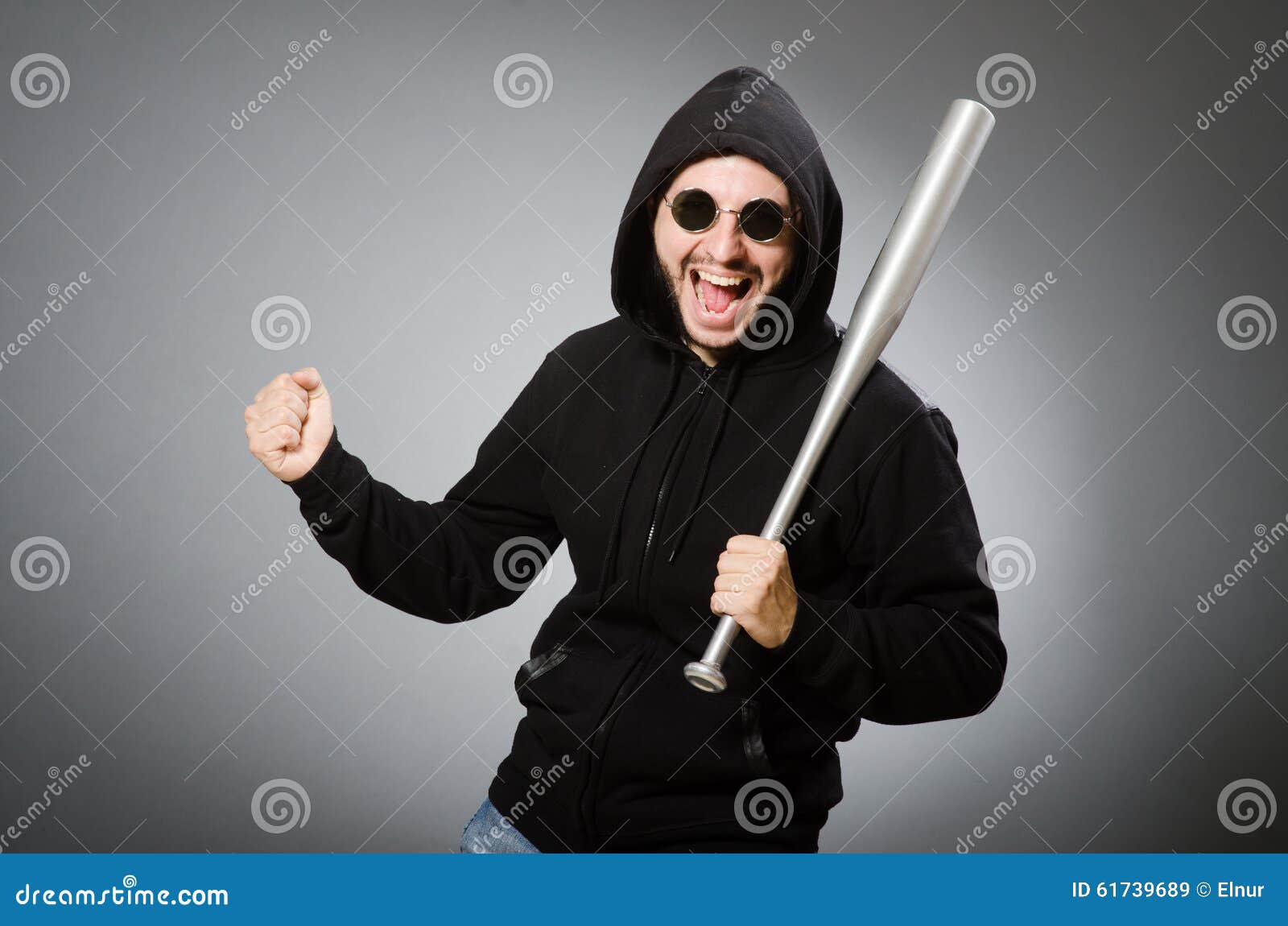 The Aggressive Man with Basebal Bat Stock Image - Image of gangster ...