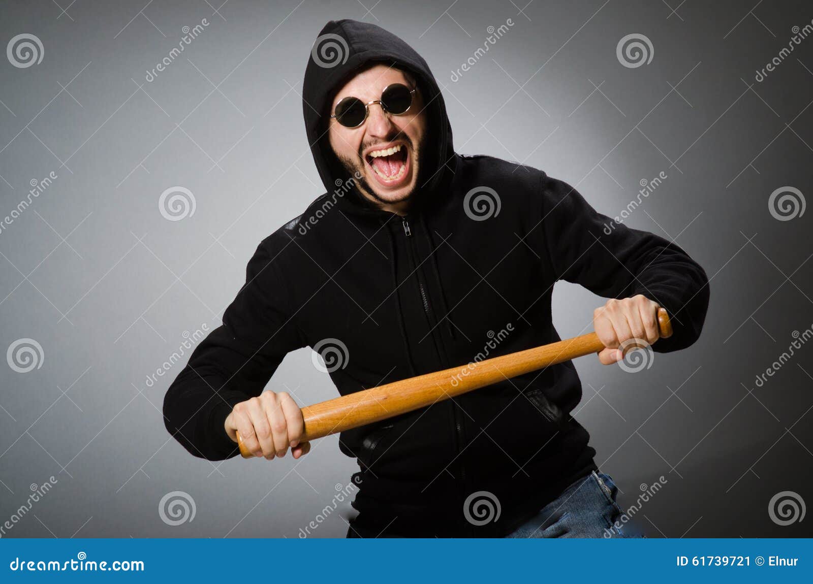 The Aggressive Man with Basebal Bat Stock Image - Image of furious ...