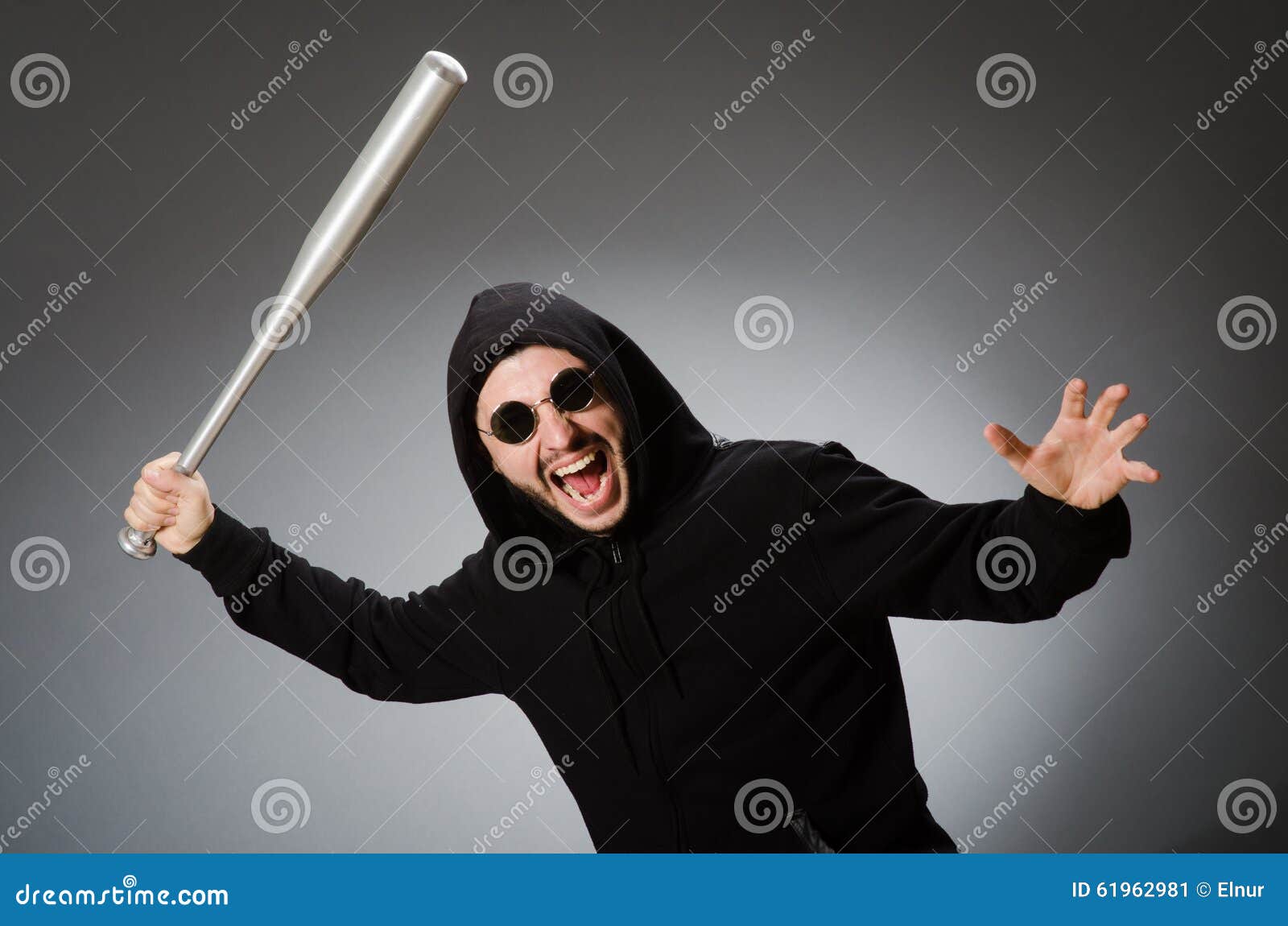 The Aggressive Man with Basebal Bat Stock Image - Image of furious ...