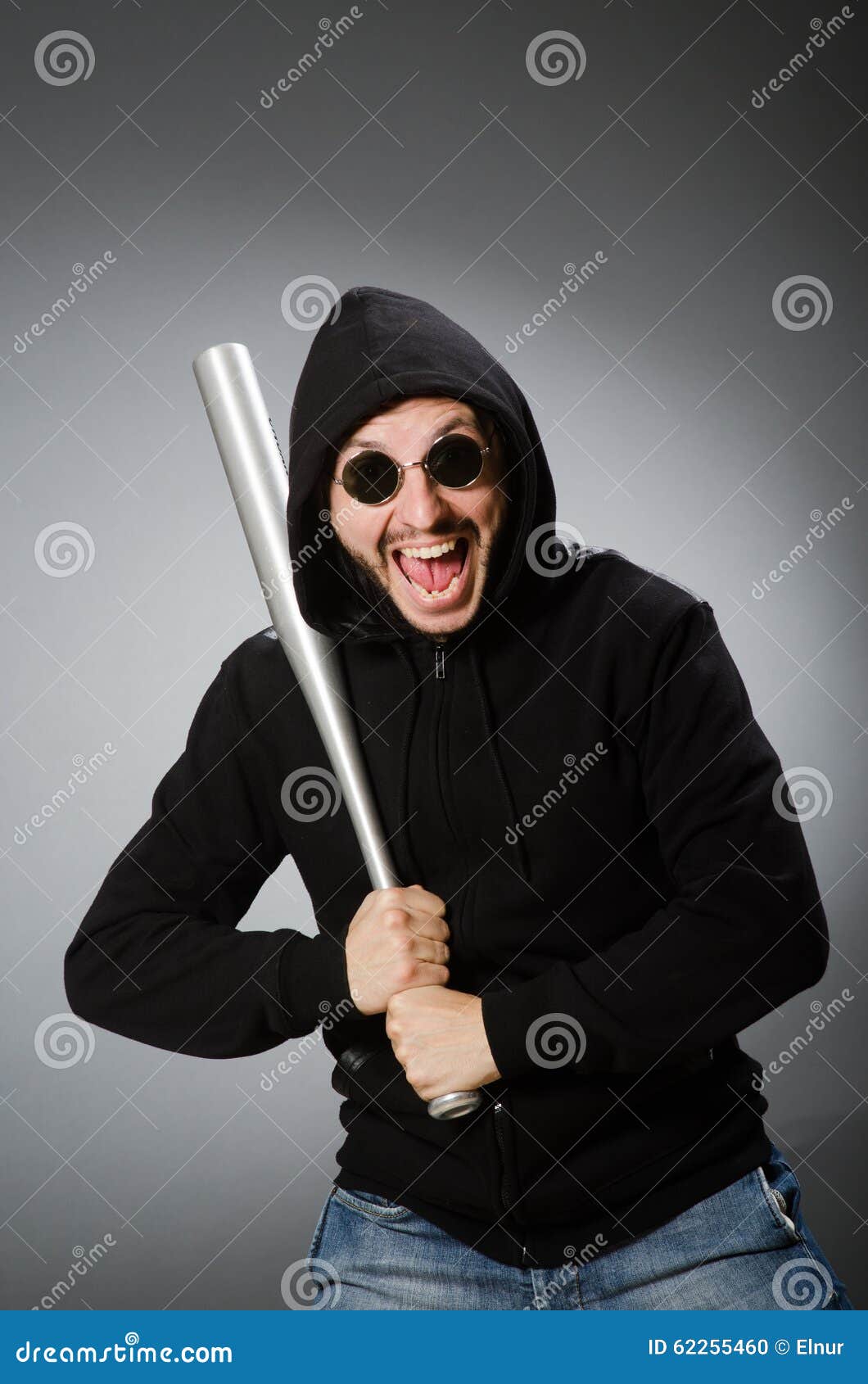 The Aggressive Man with Basebal Bat Stock Photo - Image of gangster ...