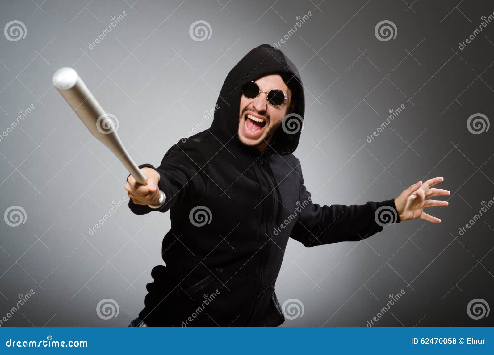 Aggressive Man with Basebal Bat Stock Photo - Image of horror, danger ...