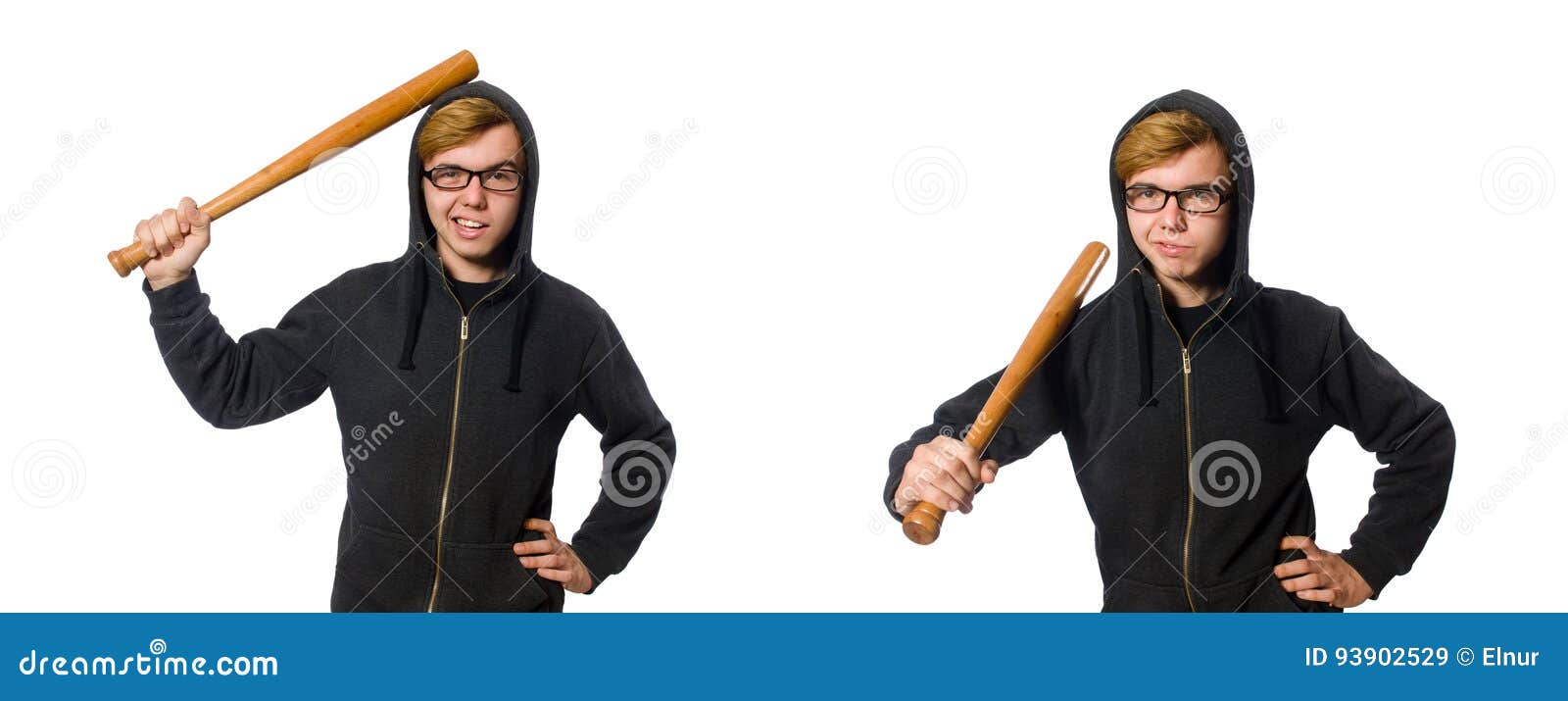 The Aggressive Man with Baseball Bat Isolated on White Stock Image ...