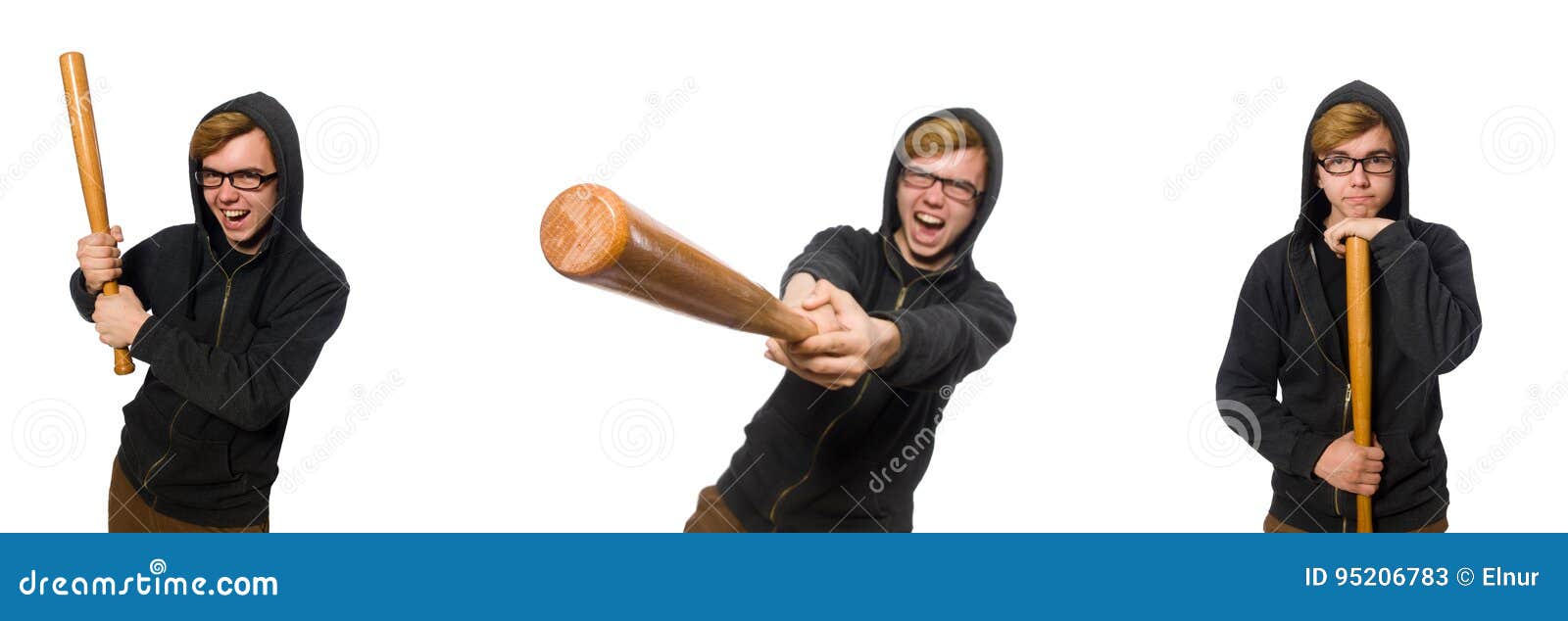 The Aggressive Man with Baseball Bat Isolated on White Stock Image ...