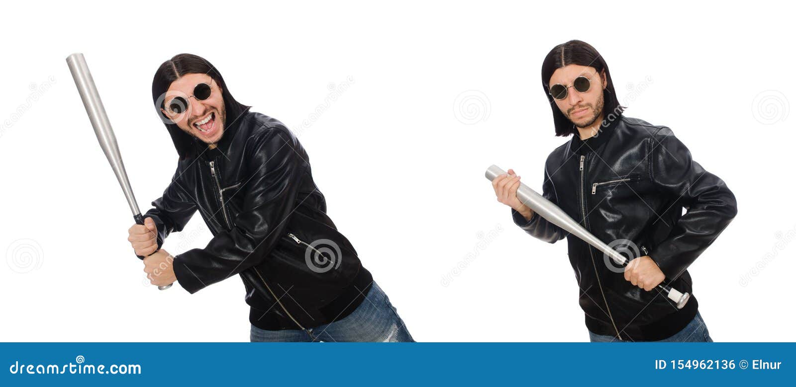 Aggressive Man with Baseball Bat on White Stock Photo - Image of ...