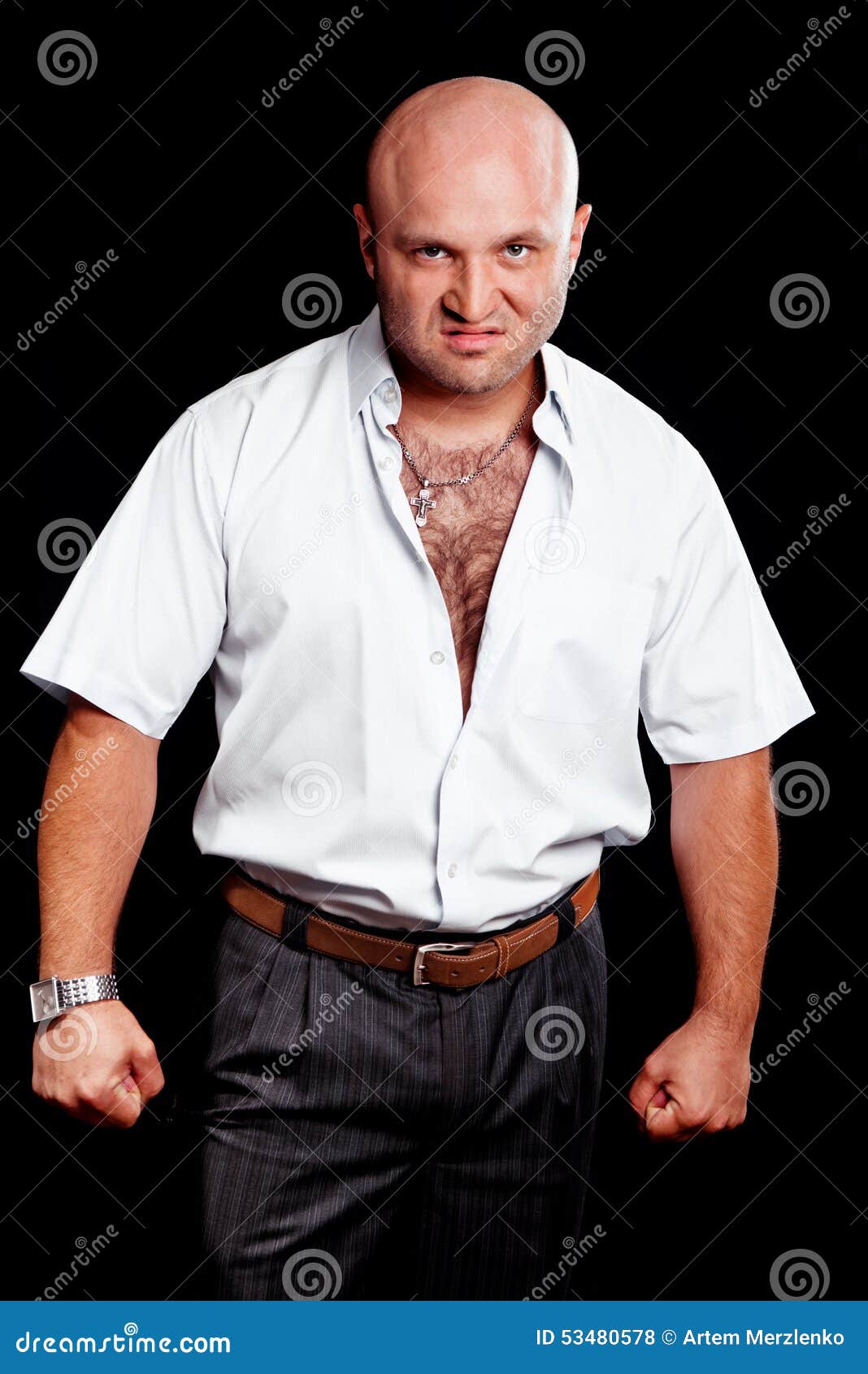 Aggressive Man on a Black Background Stock Photo - Image of closeup ...