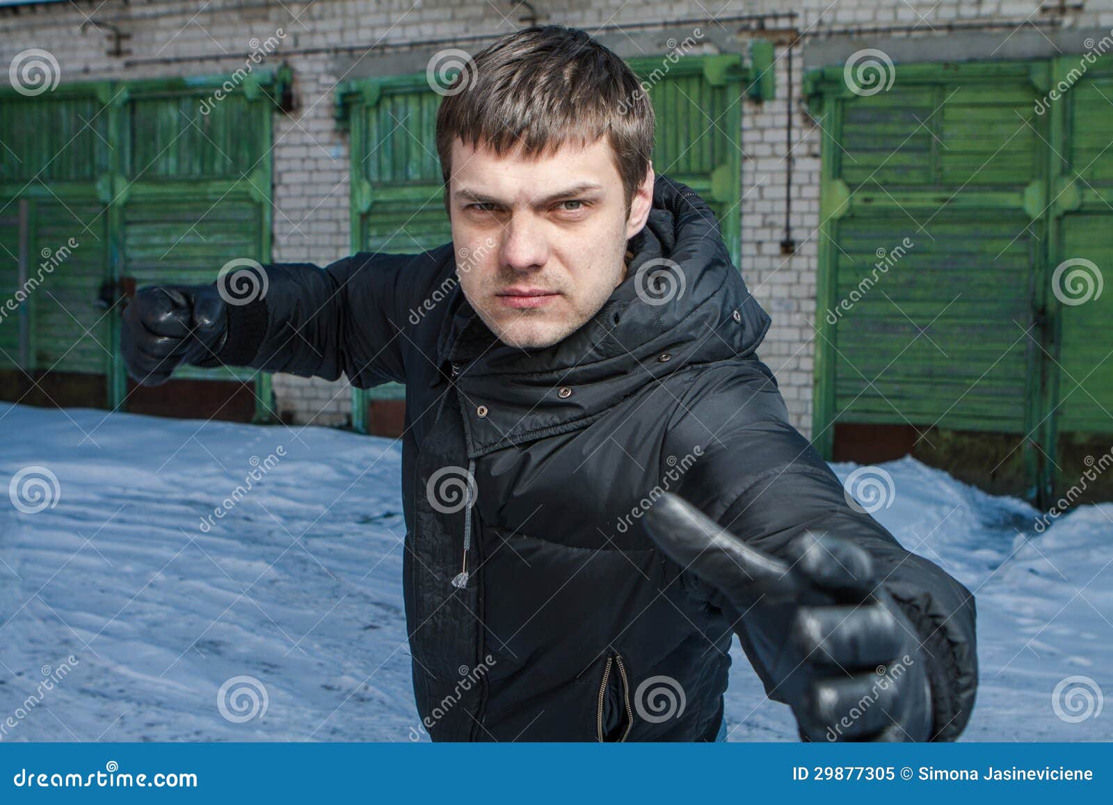 Angry Man Punching in a Street Fight. Stock Image - Image of fight ...