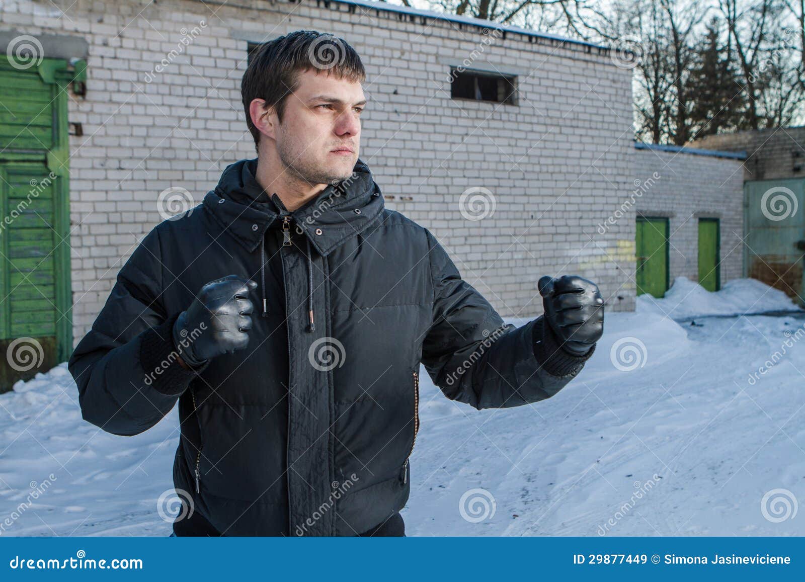 Angry Man Punching in a Street Fight. Stock Image - Image of white ...