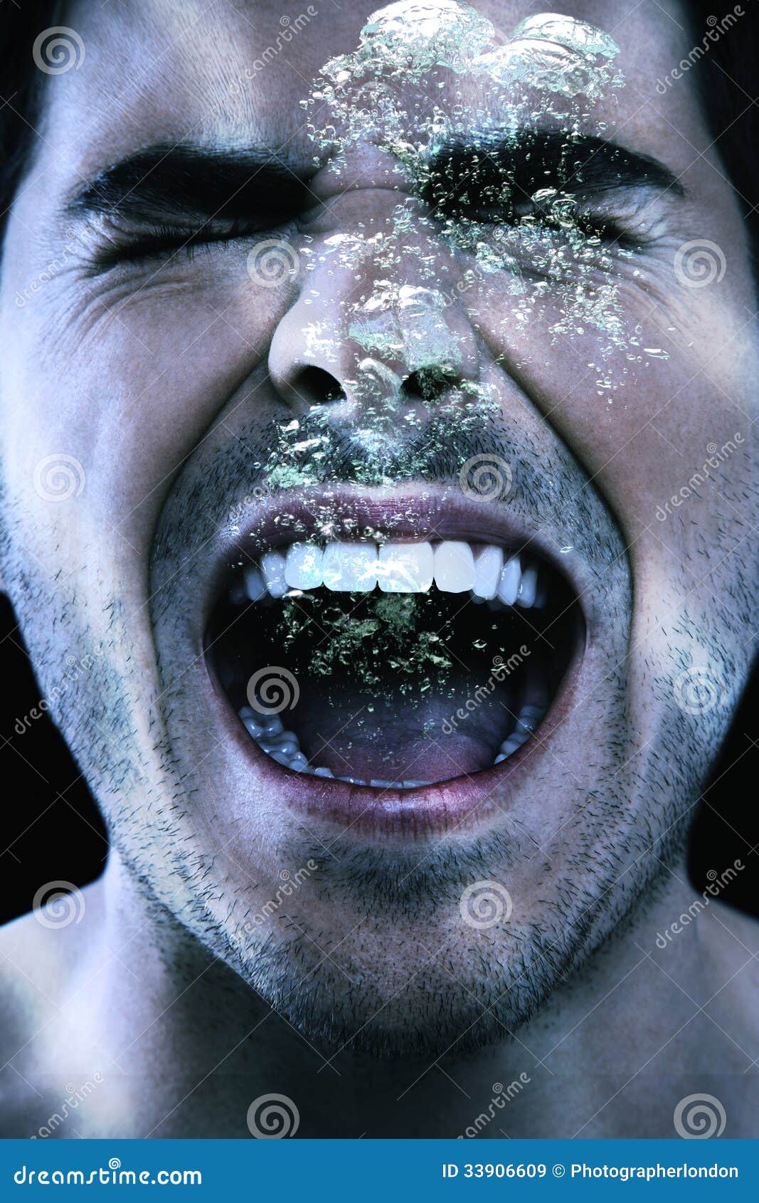 Aggressive Man Shouting Underwater Stock Image - Image of despair ...