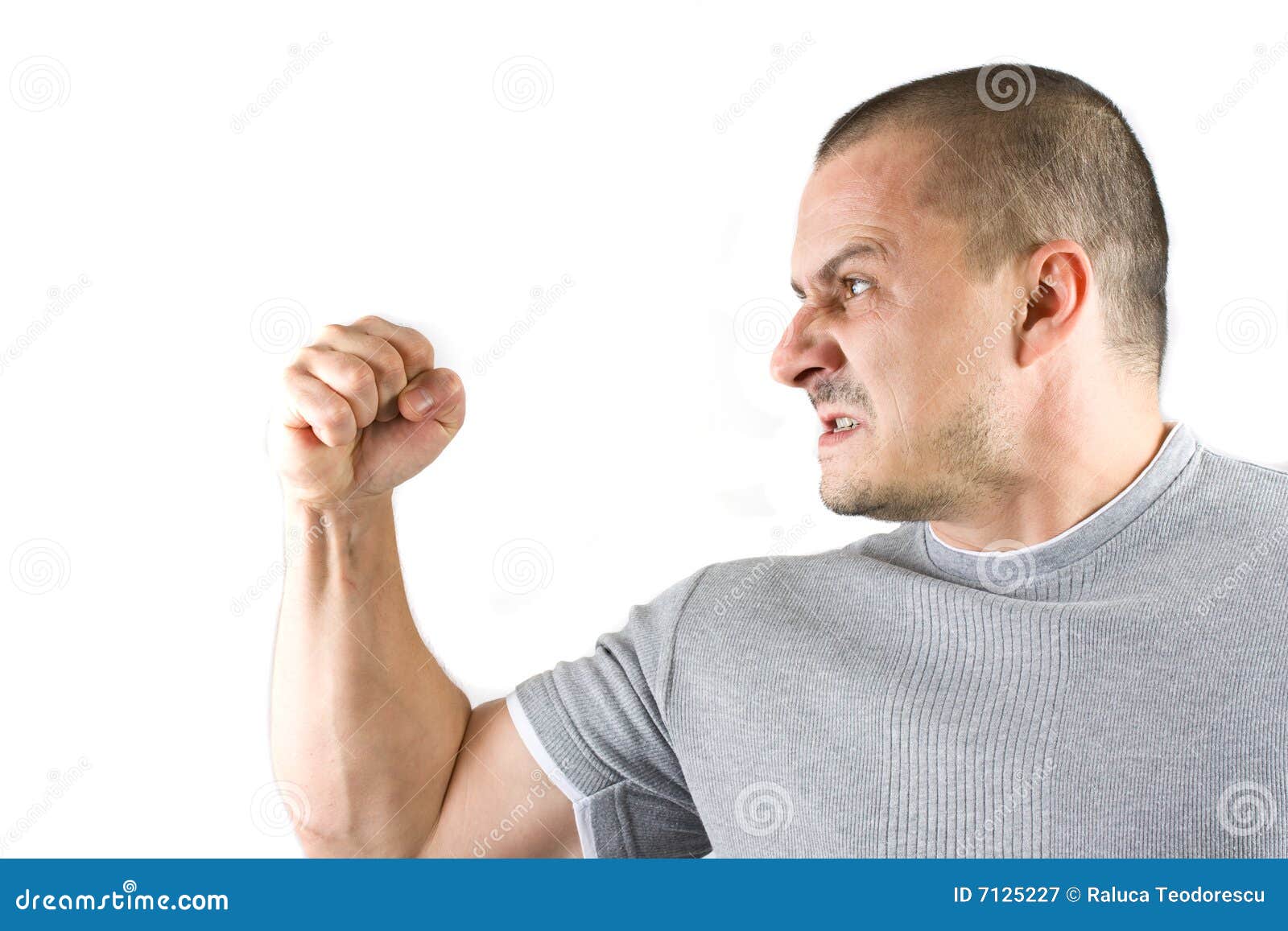 Aggressive Man Showing His Fist Isolated on White Stock Image - Image ...