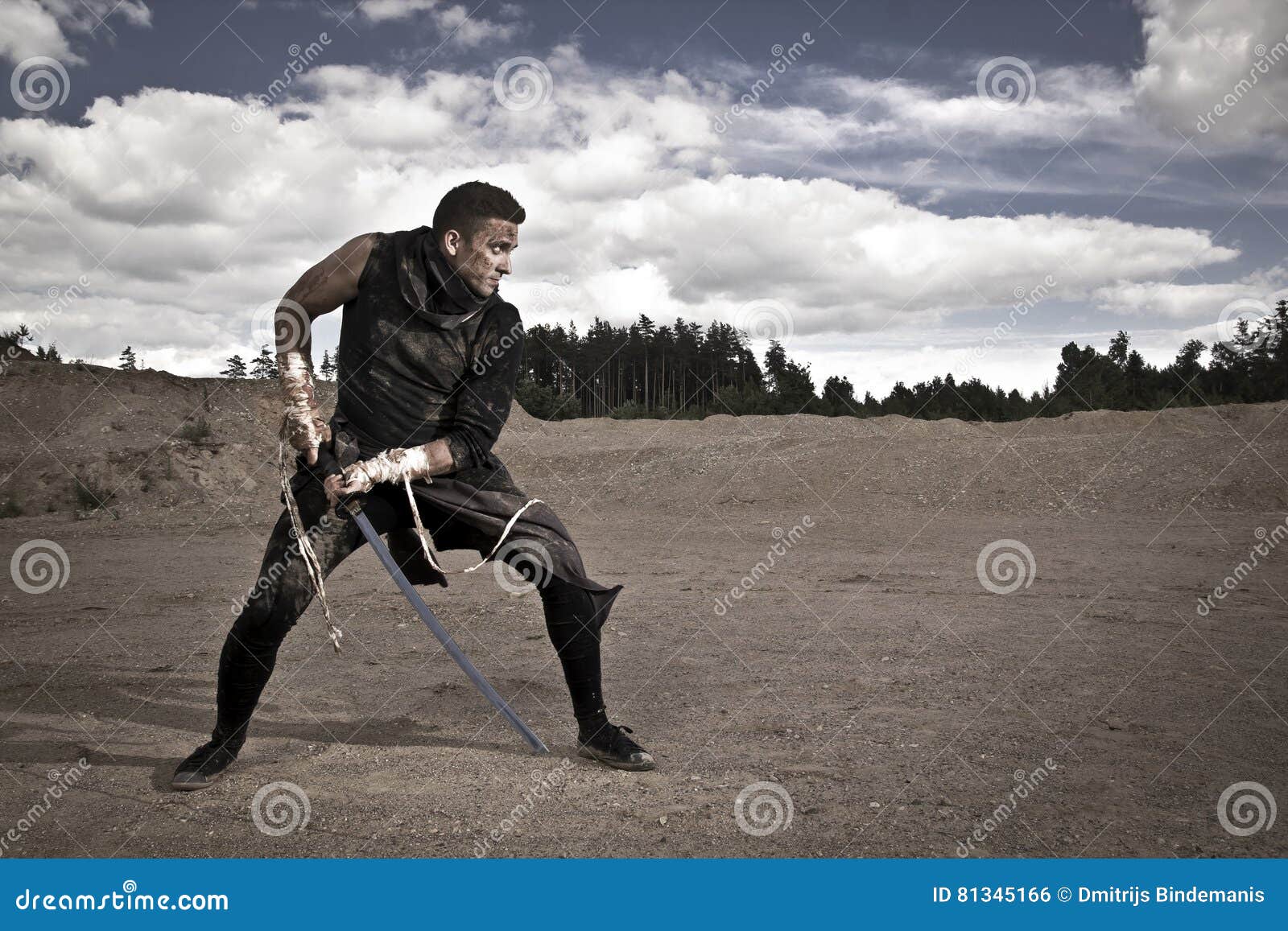 Aggressive man stock photo. Image of ninja, beach, blue - 81345166