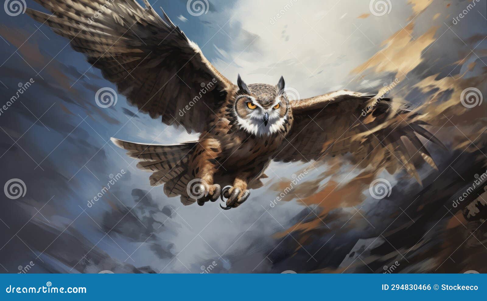 Aggressive Owl Flying Wallpaper with Controlled Brushstrokes Stock ...