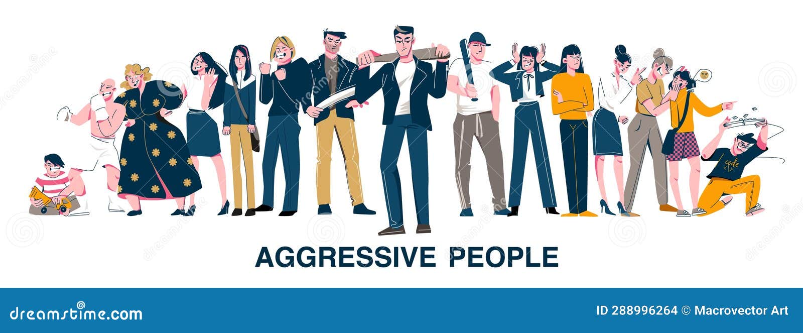 Aggressive People Flat Illustration Stock Vector - Illustration of ...