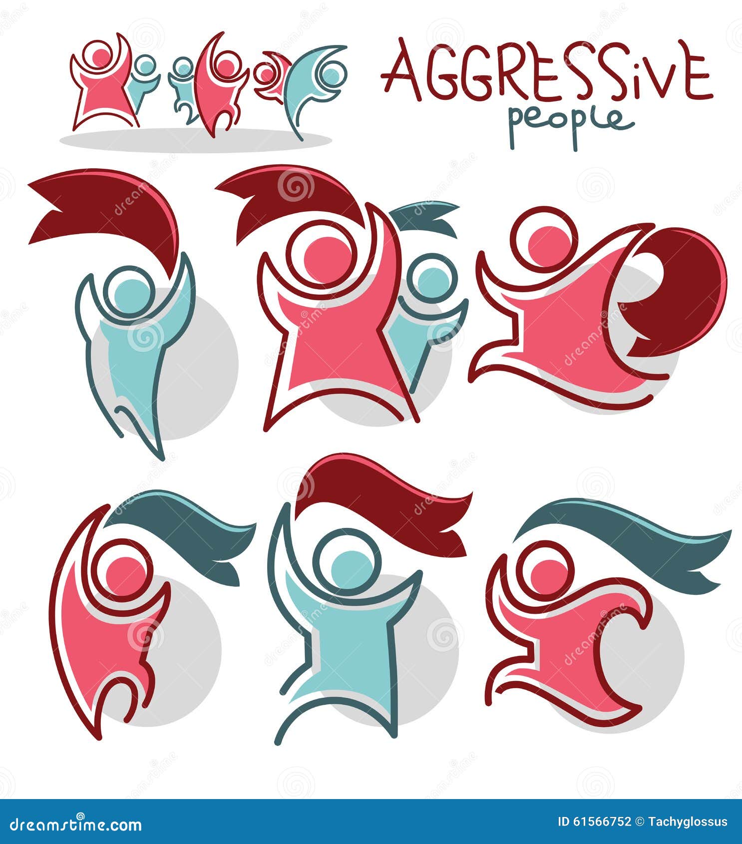 Aggressive people stock vector. Illustration of colorful - 61566752