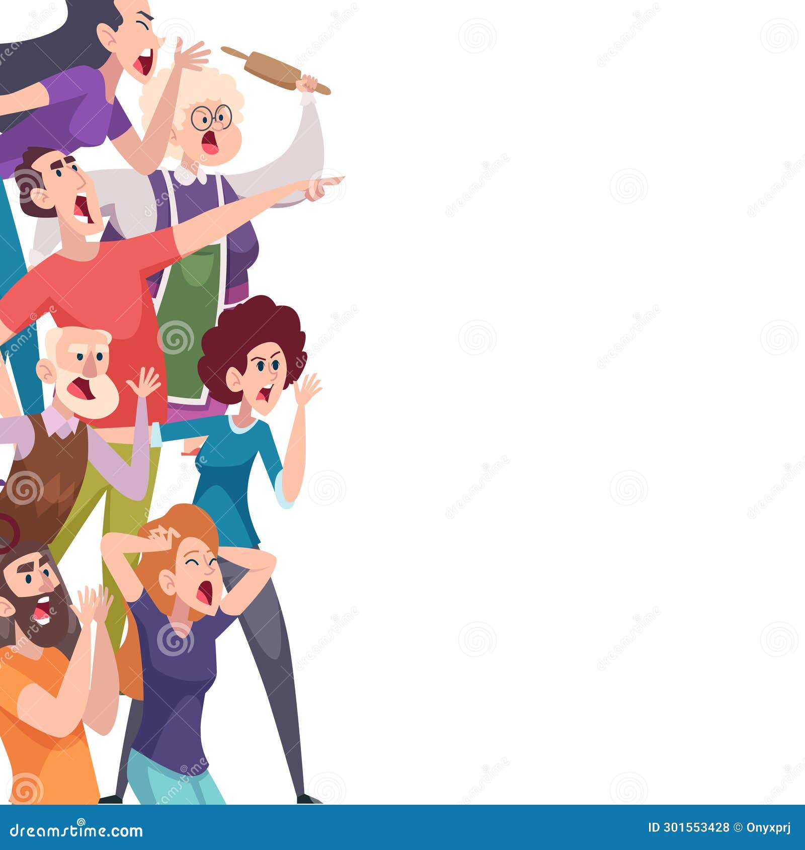 Aggressive People. Screaming Characters Aggressive Persons Pointing and ...