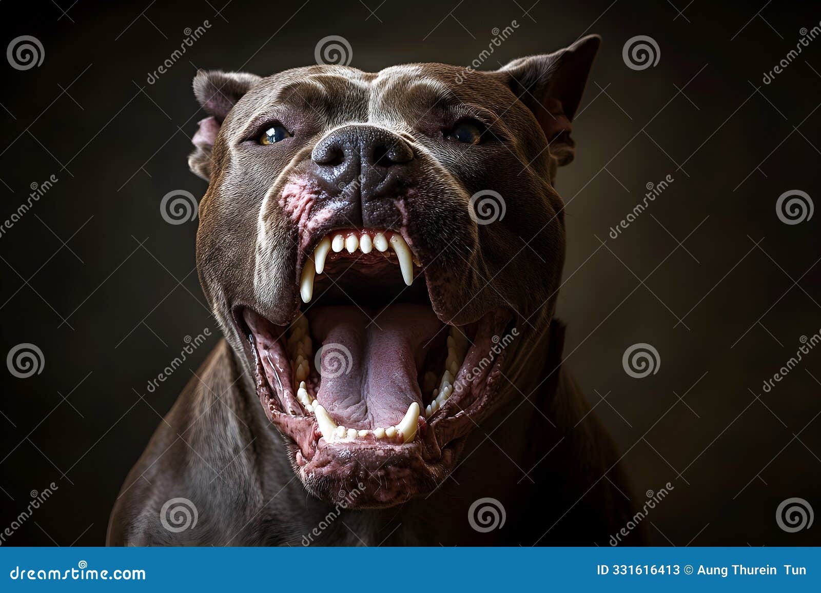 An Aggressive Pit Bull Barking Angrily with an Isolated Background ...