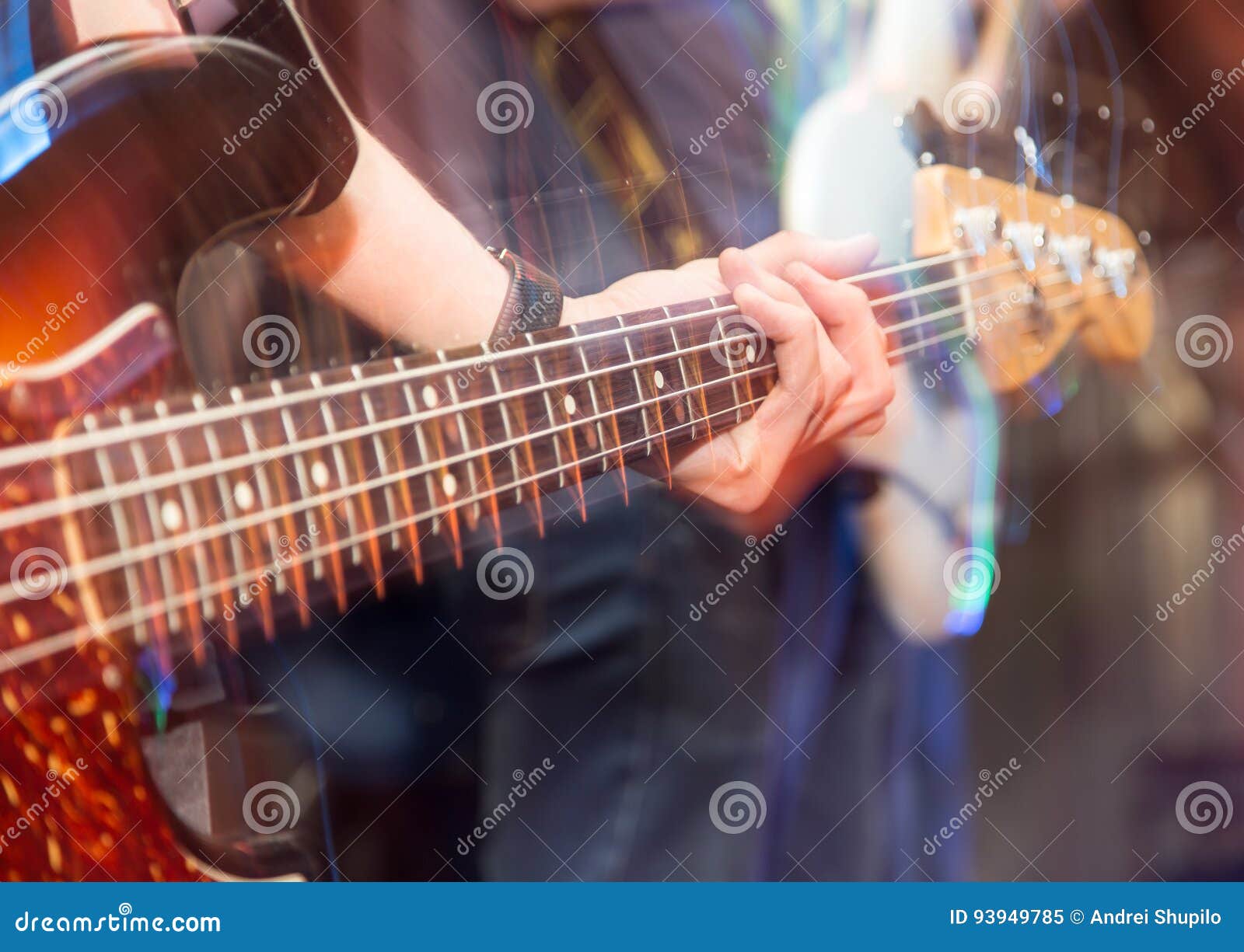 Aggressive Play Guitar on Stage Stock Image - Image of black, female ...