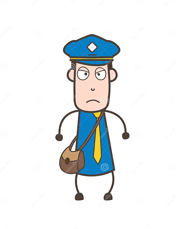 Aggressive Postman Character Vector Stock Illustration - Illustration ...