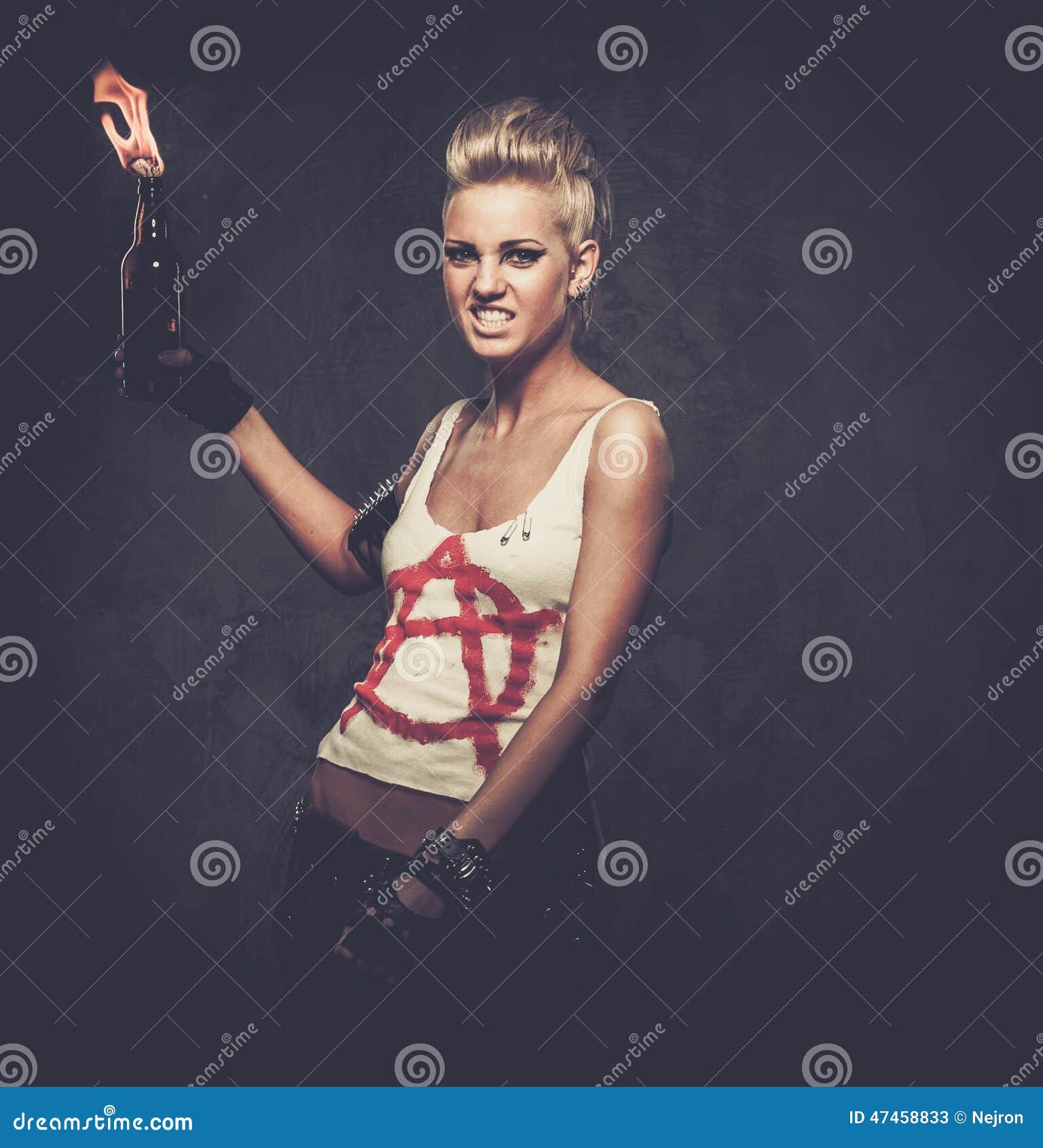 Aggressive punk girl stock image. Image of outlaw, cocktail - 47458833