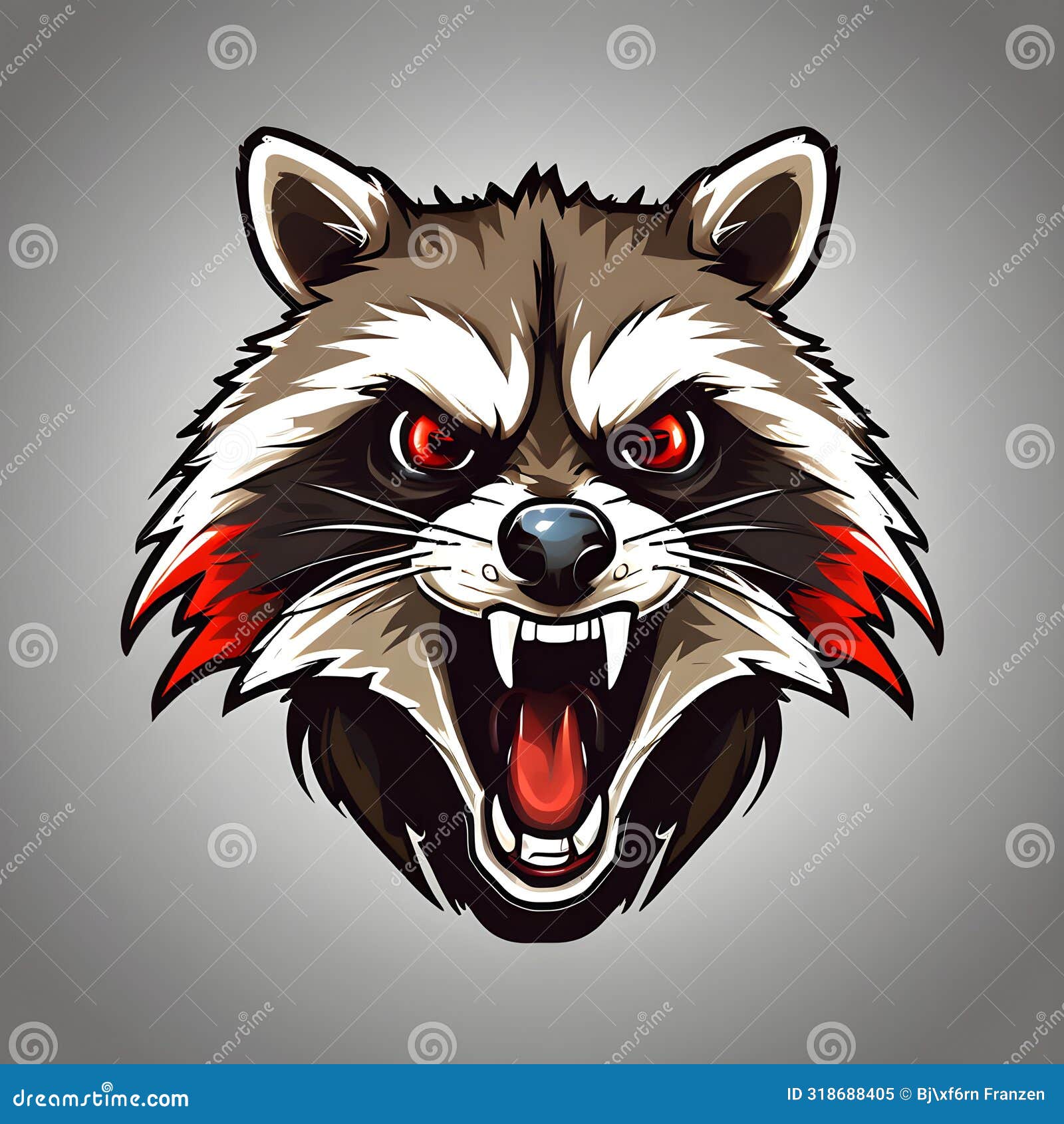 Aggressive Raccoon stock illustration. Illustration of procyon - 318688405