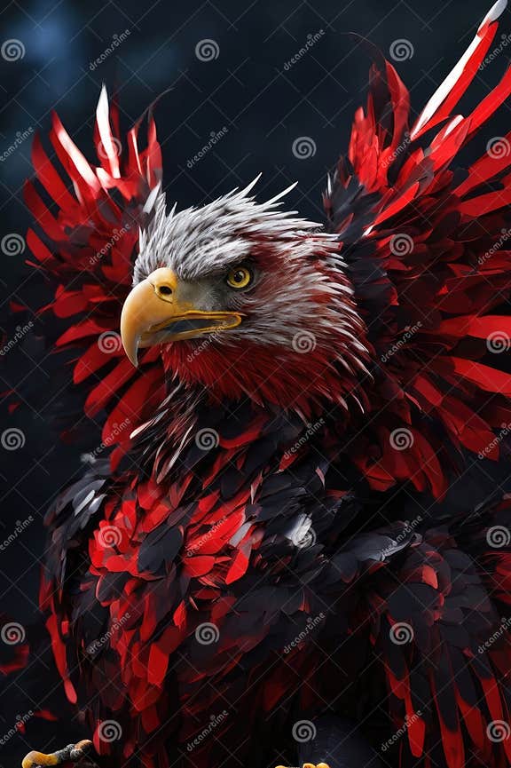 Aggressive Red and Black Digital Eagle. Ai Generative Stock Image ...