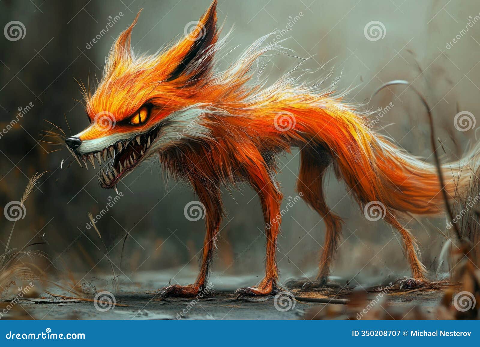 Aggressive Red Fox Showing Teeth in Wild Nature Stock Image - Image of ...