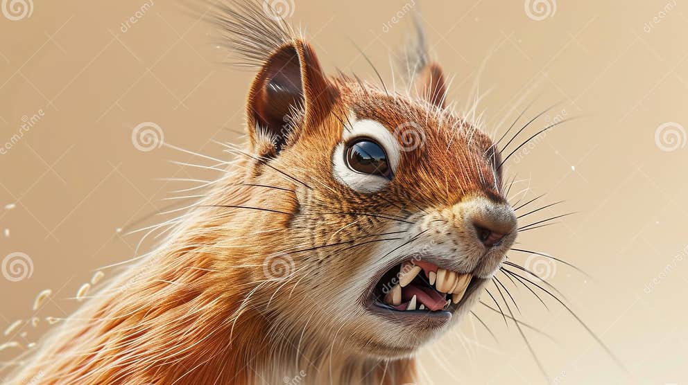 Aggressive Red Squirrel with Bared Teeth Stock Photo - Image of ...