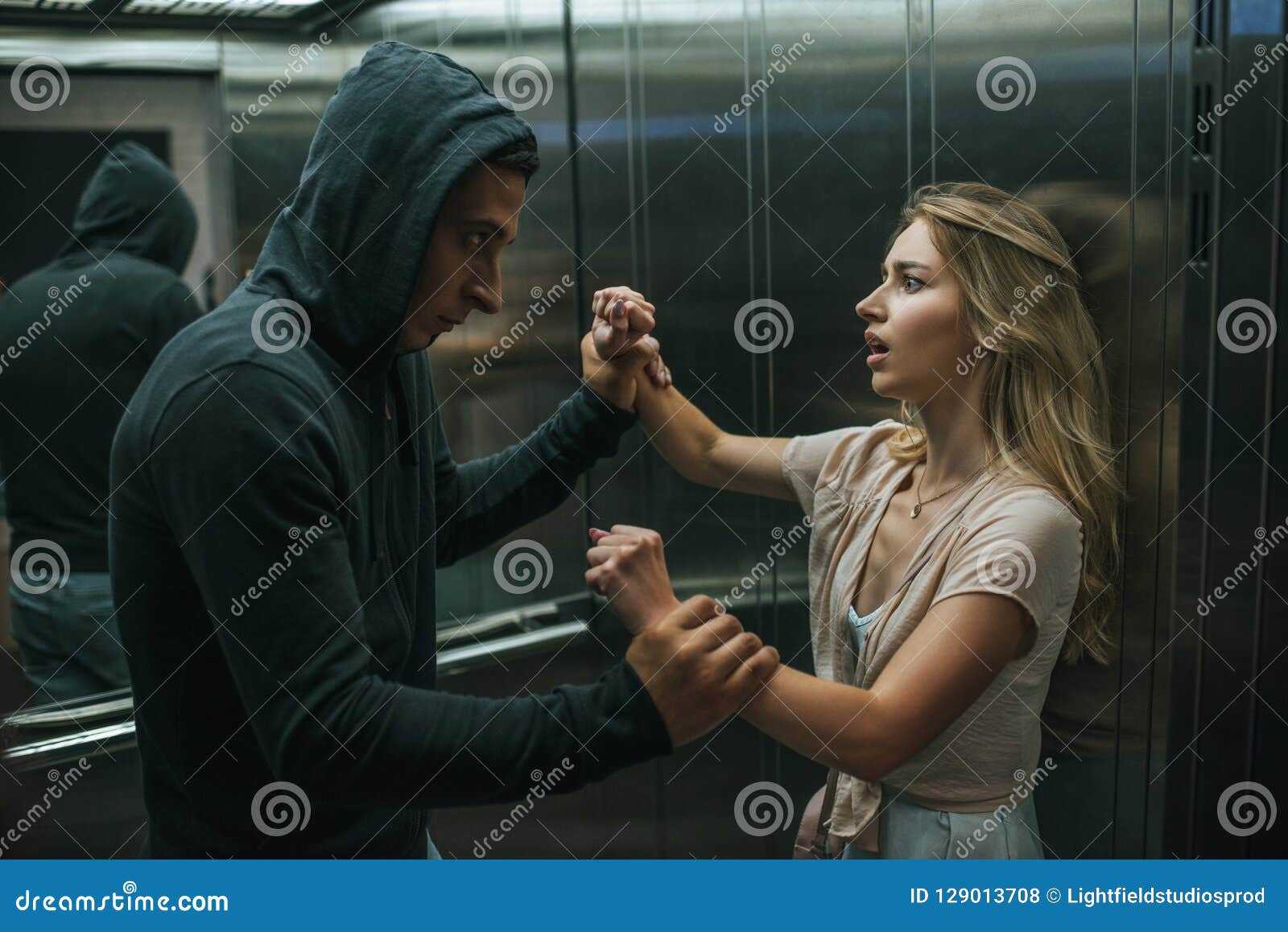 Aggressive Robber Attacking Scared Woman Stock Photo - Image of girl ...