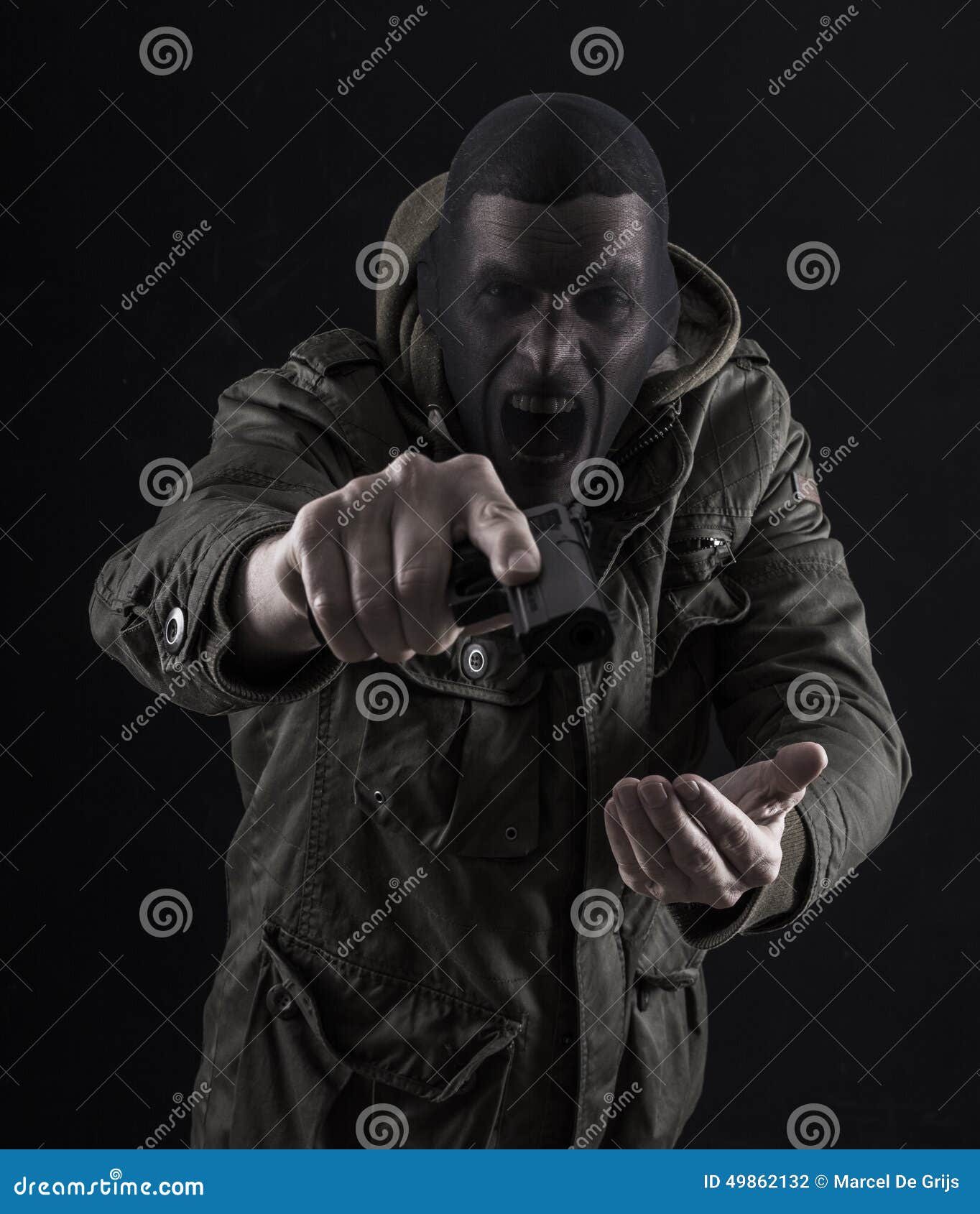 Aggressive robbery stock photo. Image of gunman, alley - 49862132