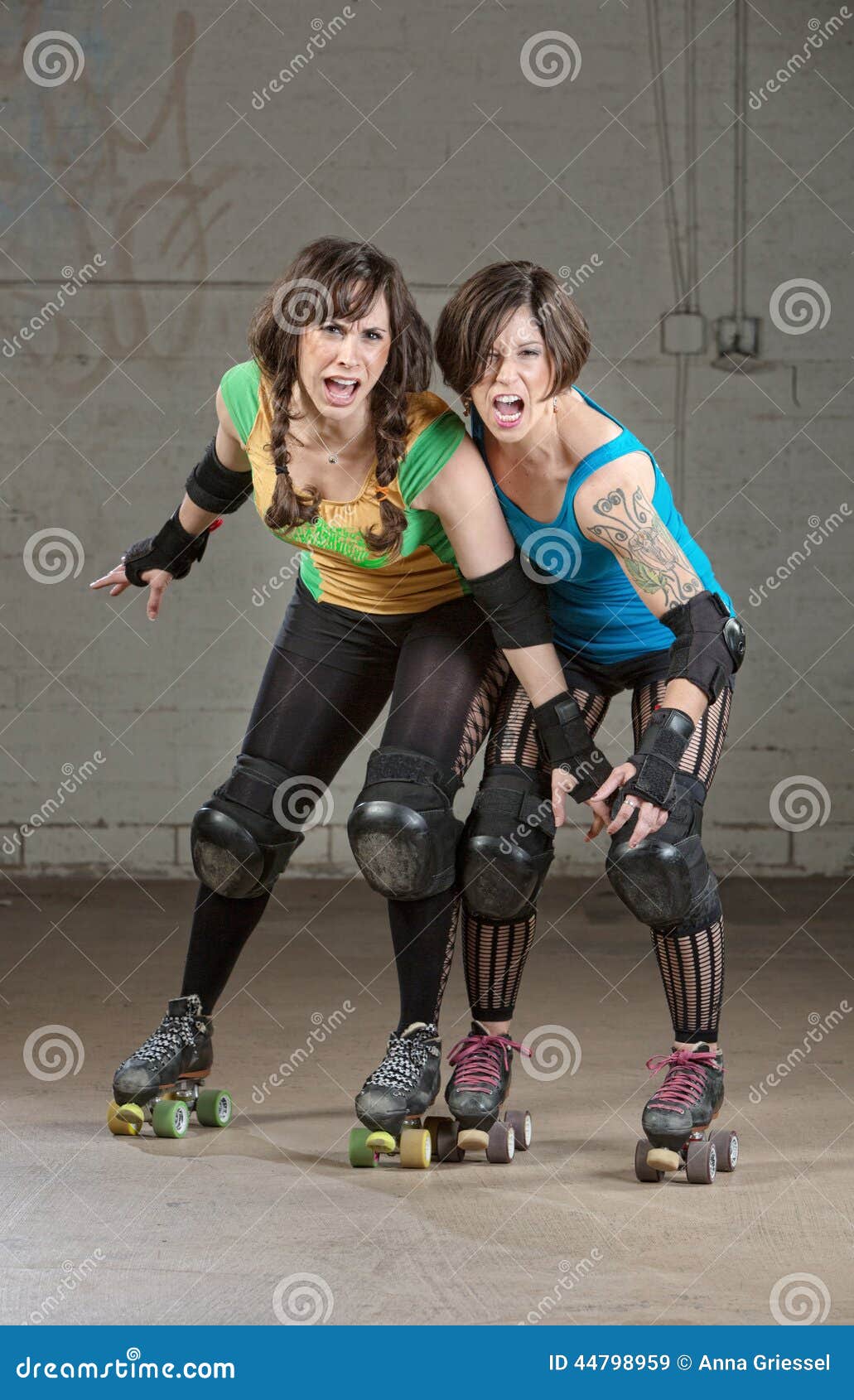 Aggressive Roller Derby Skaters Stock Image - Image of pair, female ...