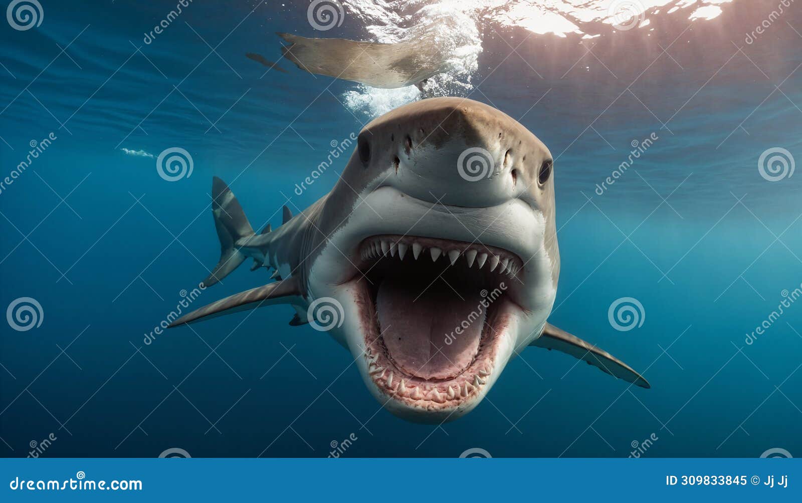 Aggressive shark attacking stock illustration. Illustration of jaws ...