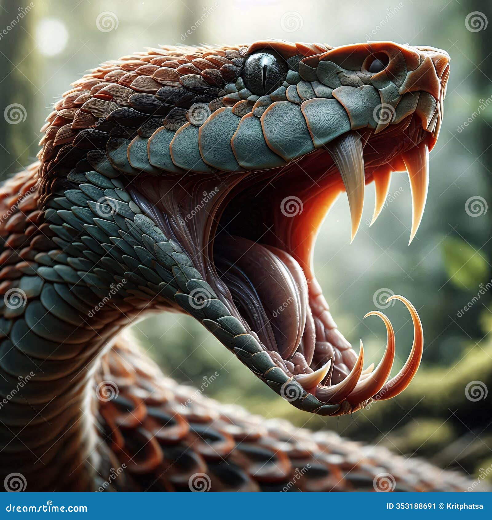 Aggressive Snake with Mouth Wide Open Generative for AI Stock ...