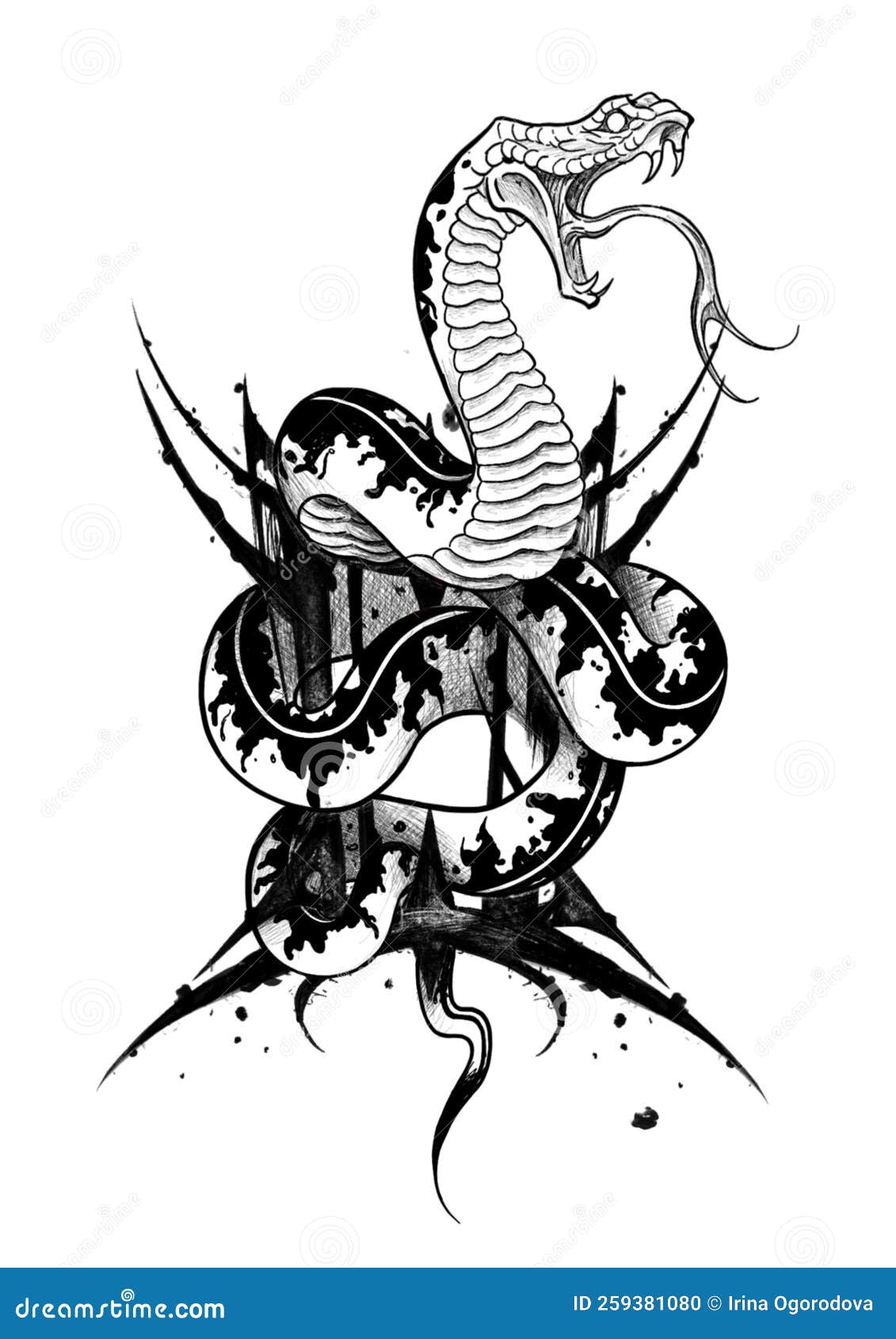 Aggressive Snake with Spots and the Sign of the Twins Stock ...