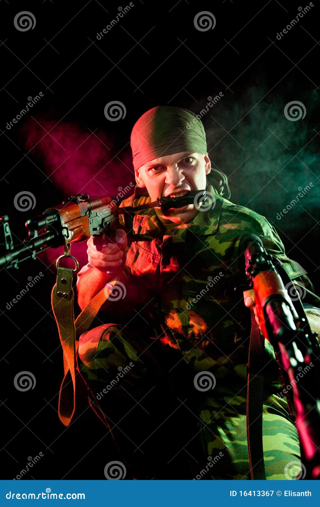 Aggressive Soldier with Weapon Stock Image - Image of killer ...