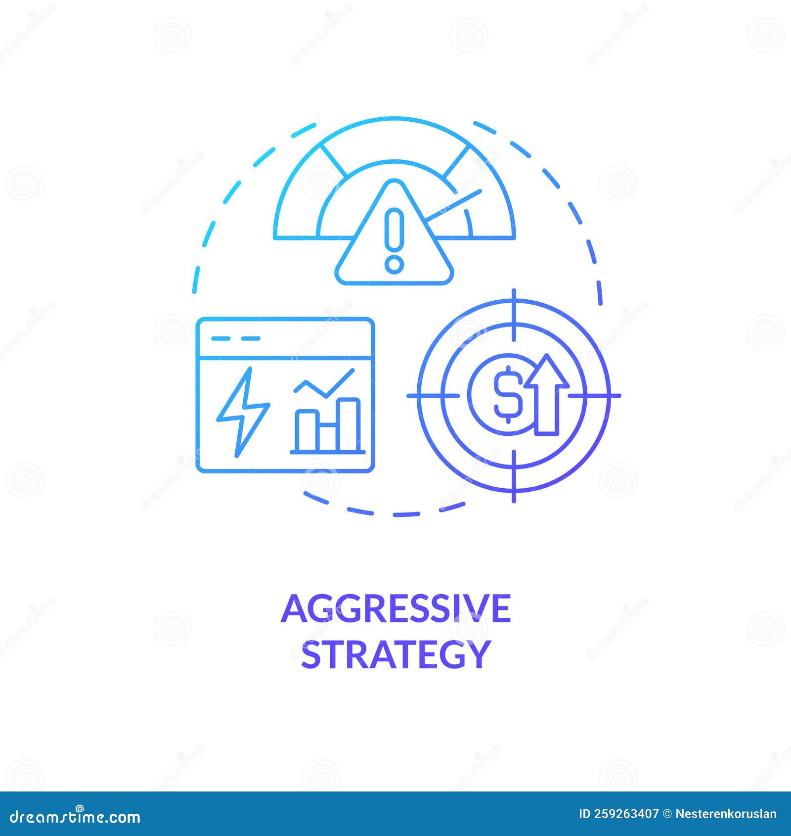 Aggressive Strategy Blue Gradient Concept Icon Stock Vector ...