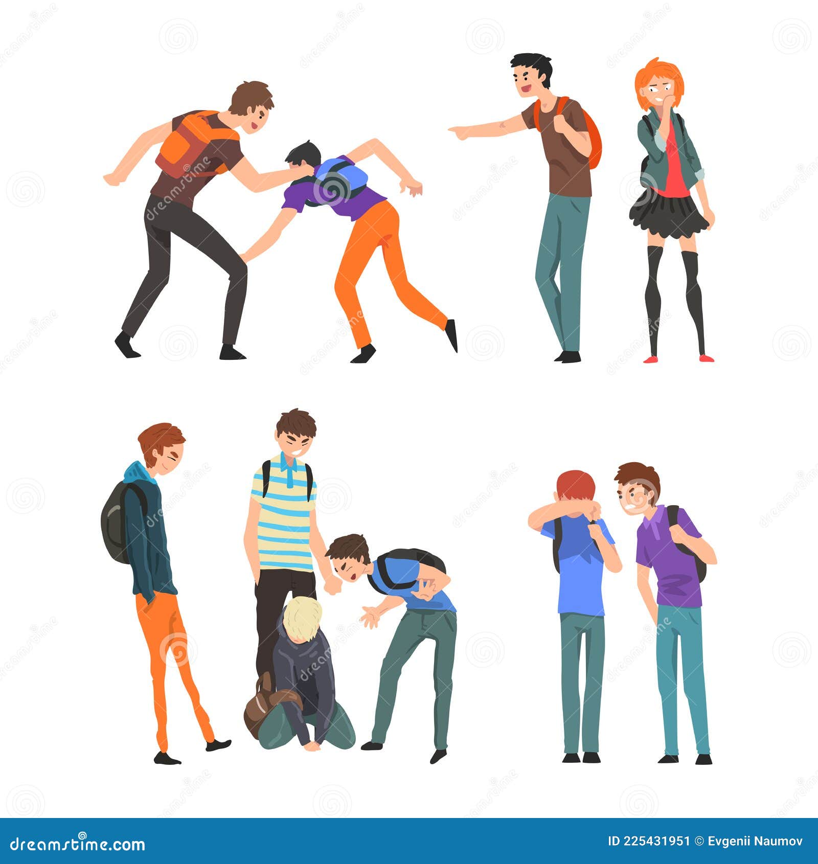 Aggressive Teenagers Bullying Classmates Set Teenage Aggression And