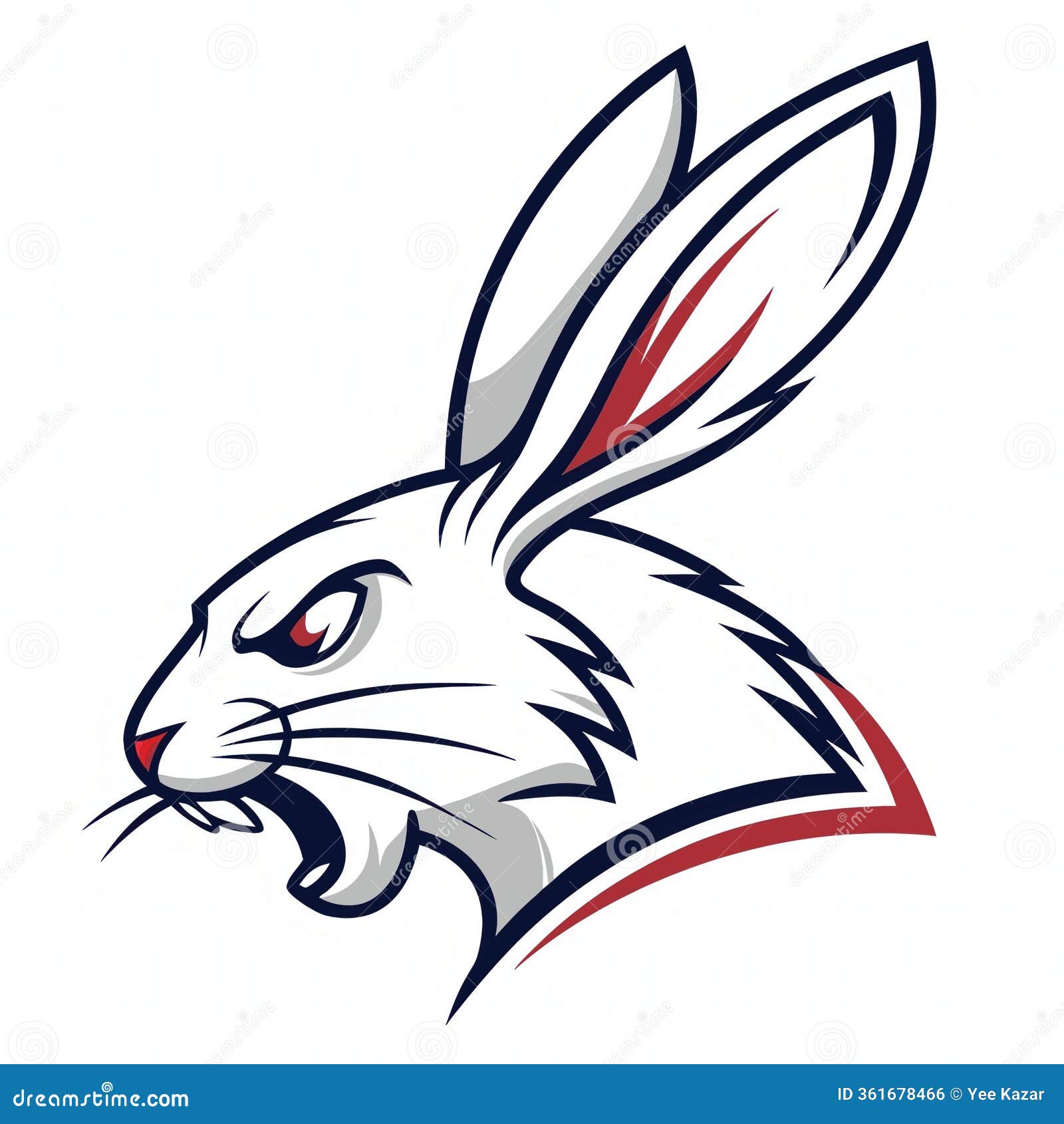 Aggressive White Rabbit Mascot Head, Vector Illustration Stock Vector ...