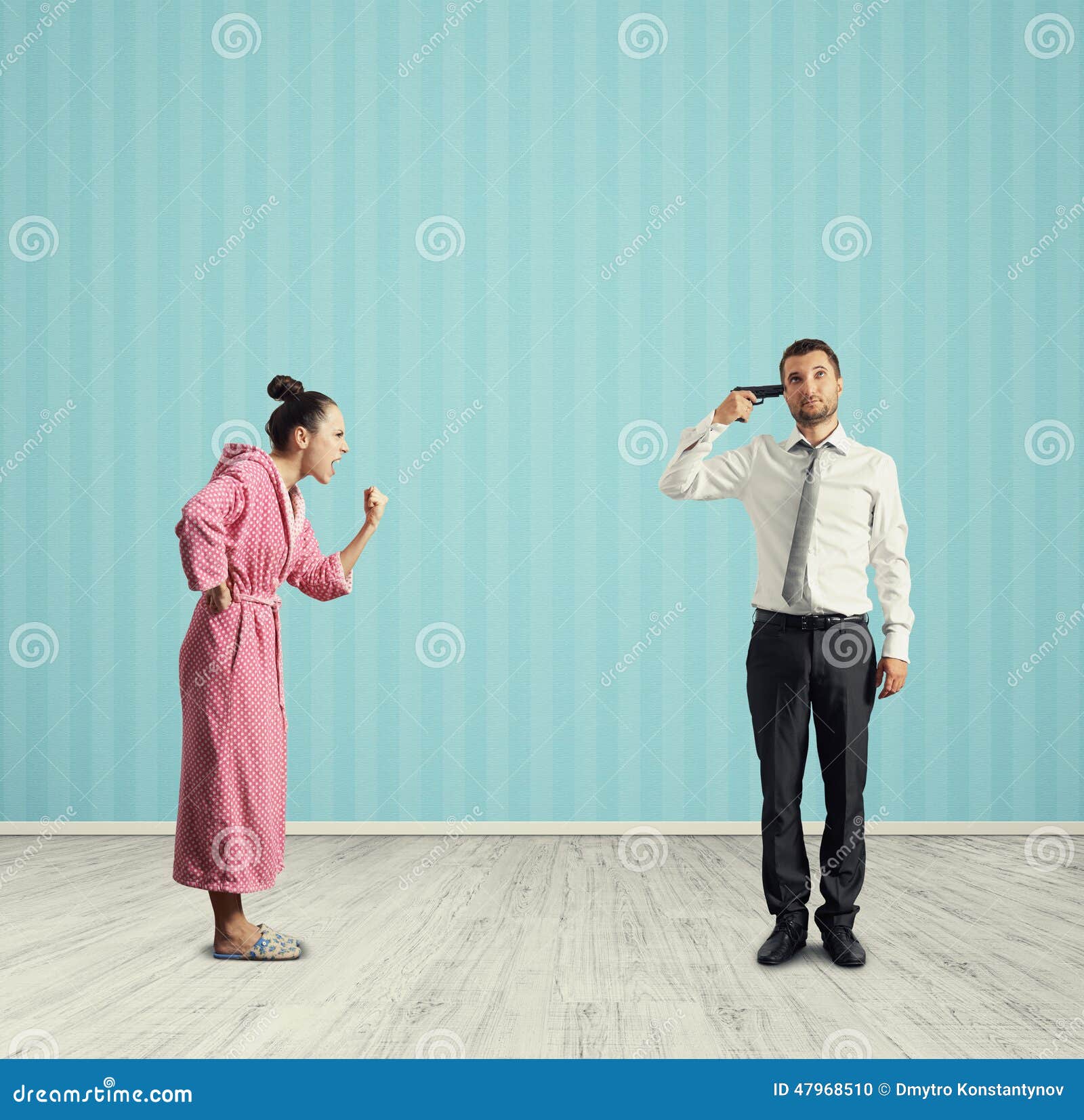 Aggressive Wife and Stressed Husband Stock Photo - Image of housewife ...