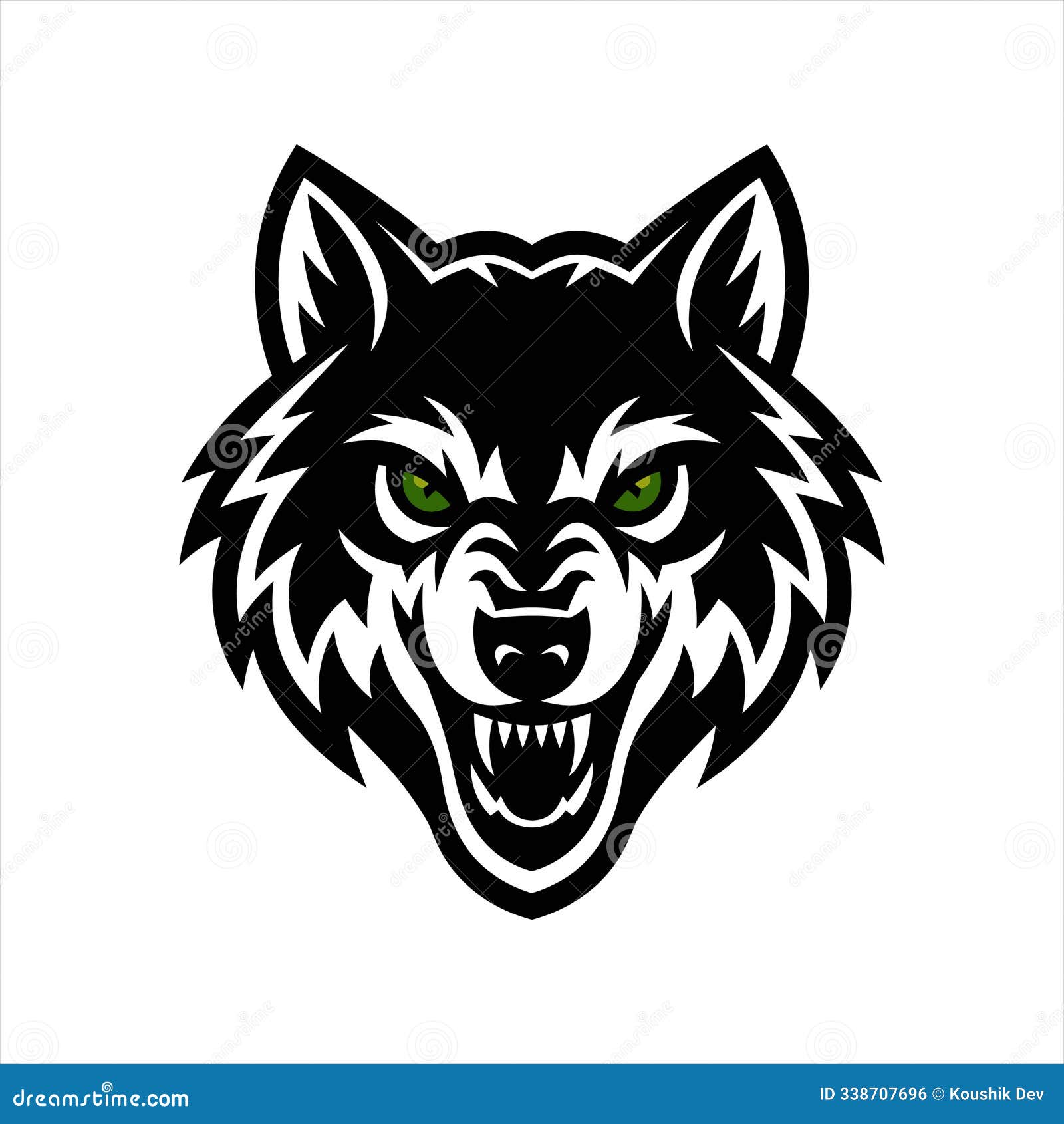 Aggressive Wolf Logo Vector with Green Eyes Stock Vector - Illustration ...