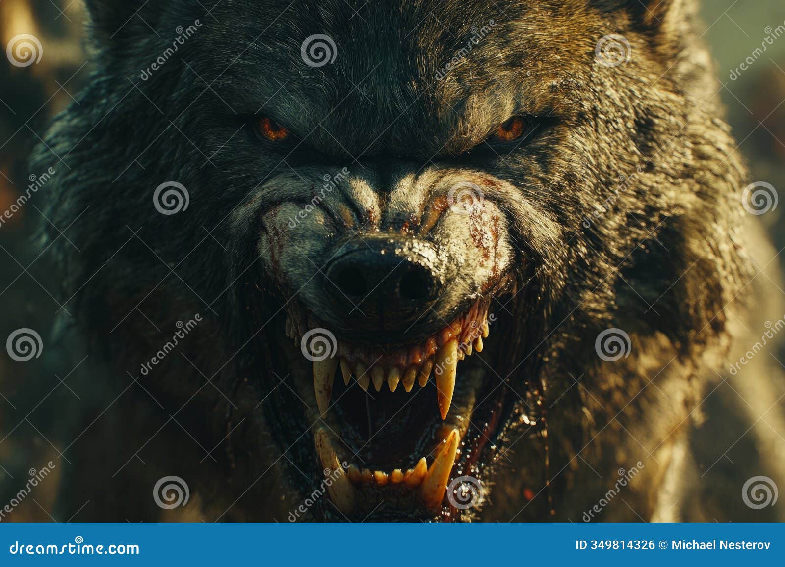 Aggressive Wolf Showing Teeth Growling Dangerously Stock Photo - Image ...