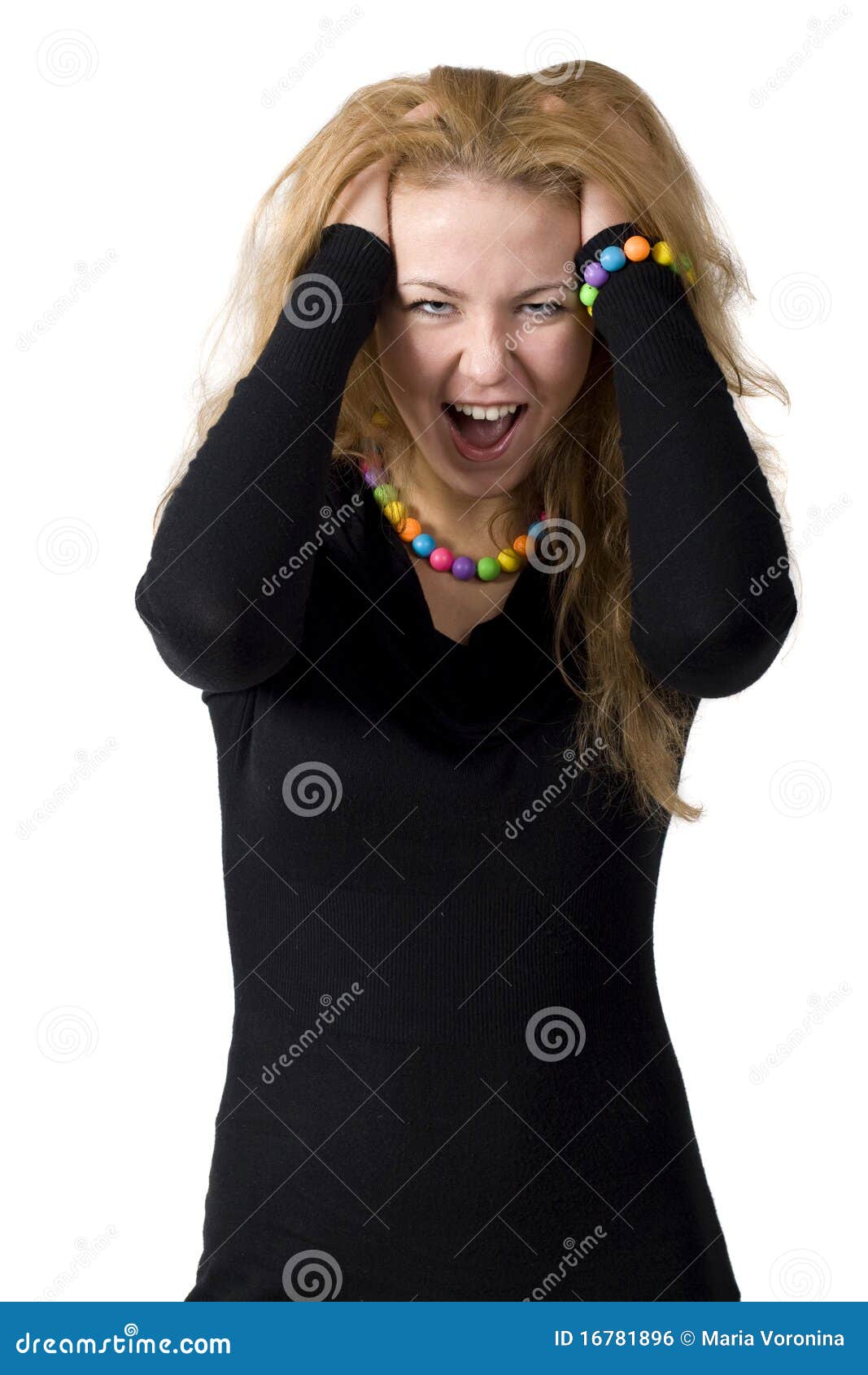 Aggressive woman stock photo. Image of isolated, beads - 16781896