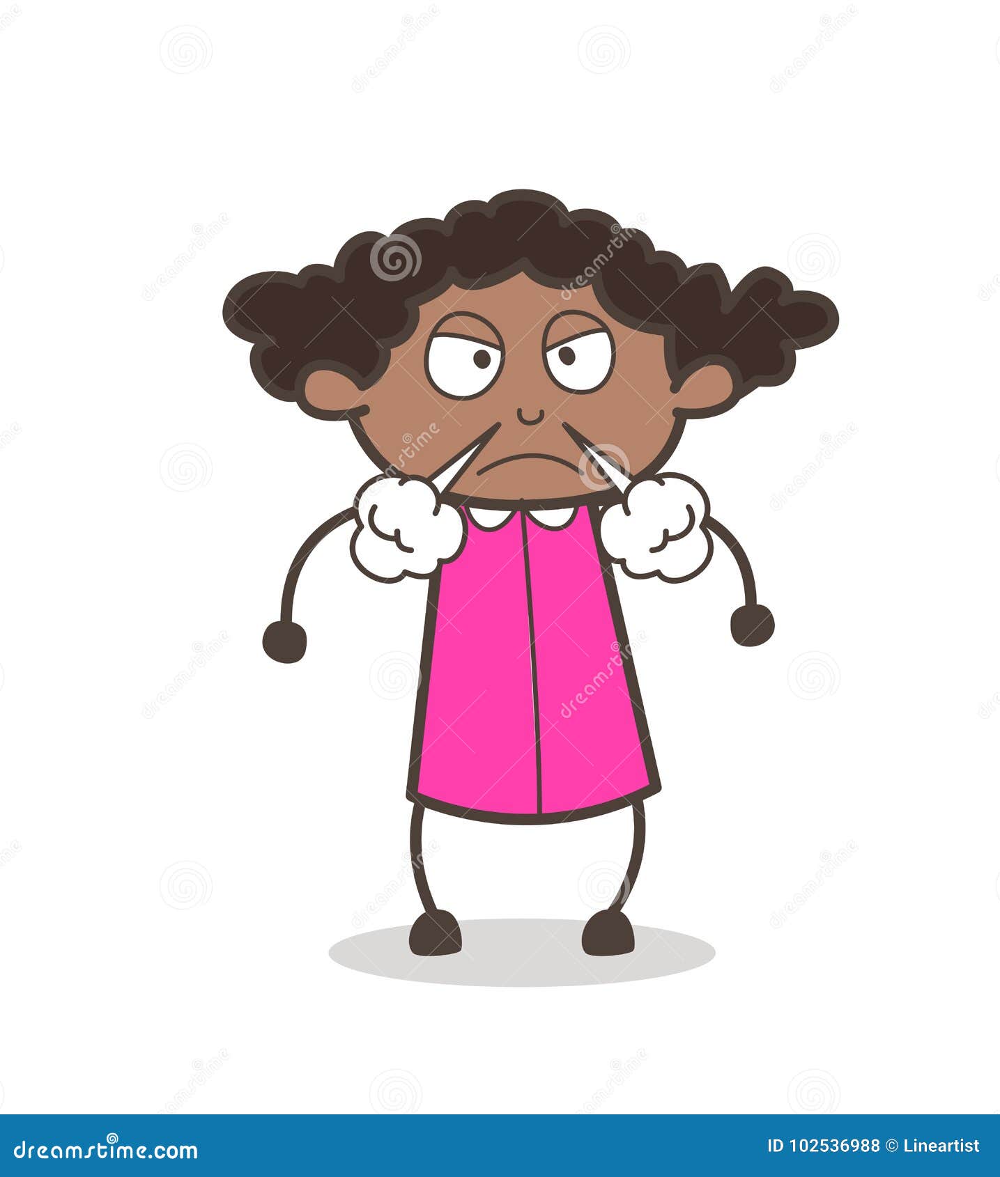 Aggressive Young Girl Face Expression Stock Illustration - Illustration ...