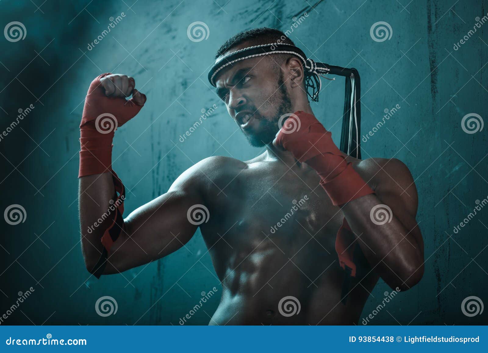 Aggressive Young Muay Thai Boxer Training Thai Boxing Stock Photo ...