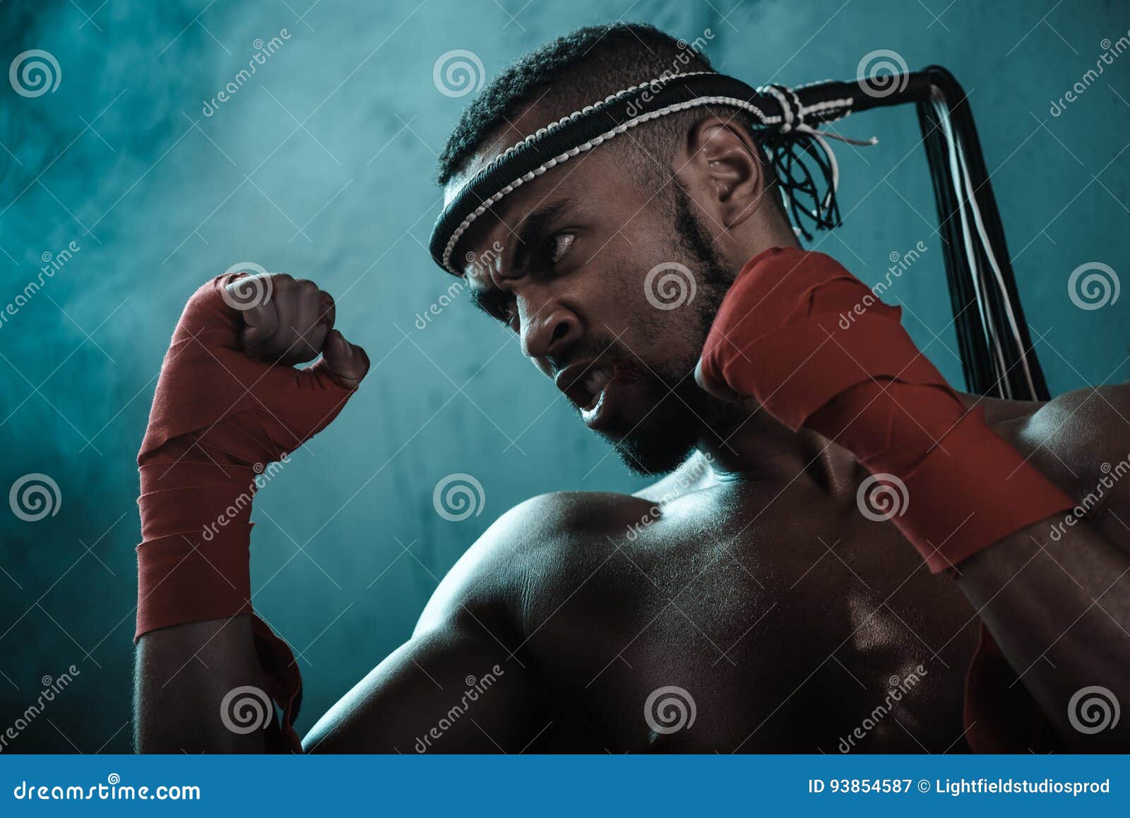Aggressive Young Muay Thai Boxer Training Thai Boxing Stock Image ...