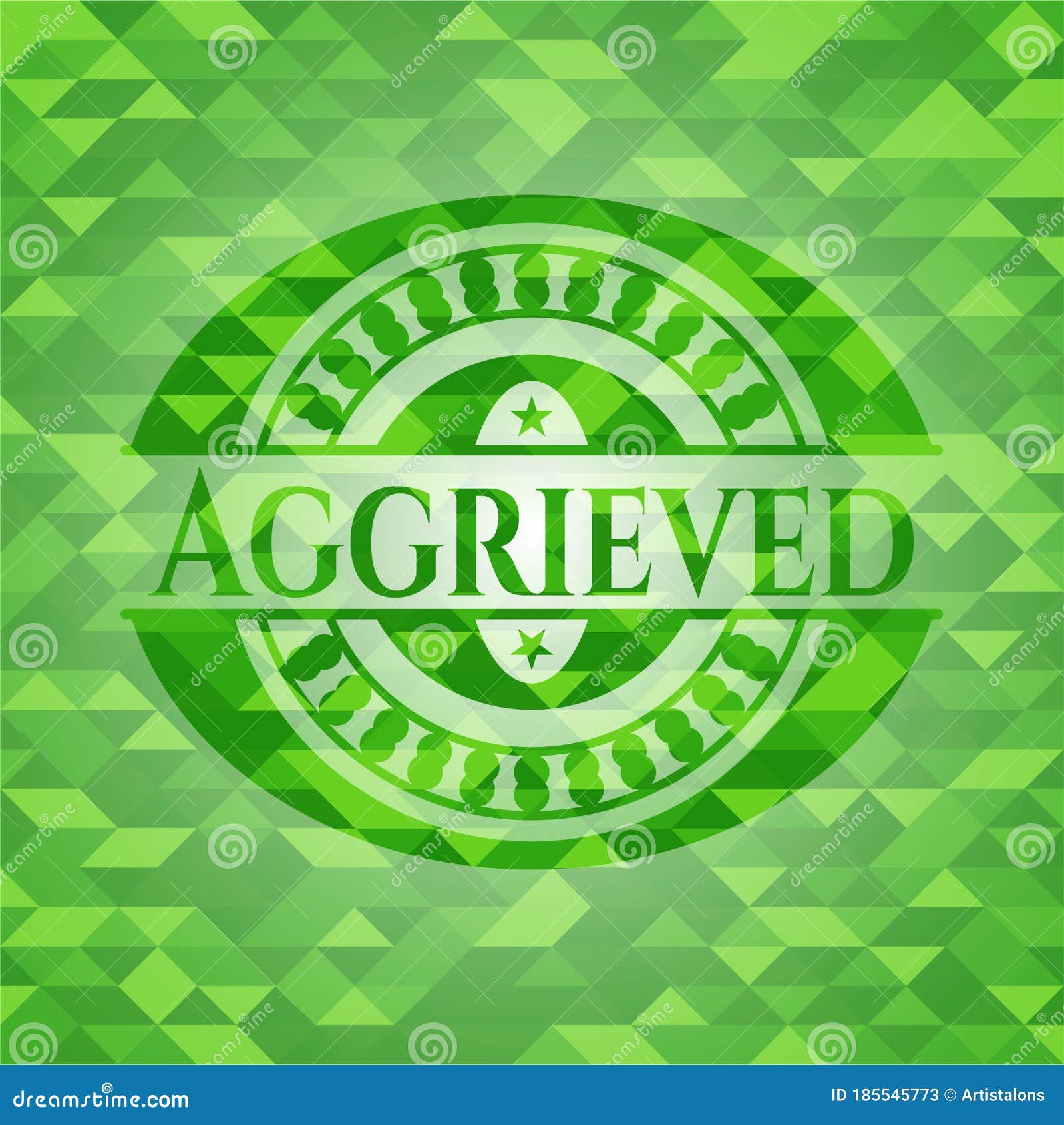 Aggrieved Realistic Green Mosaic Emblem. Vector Illustration. Detailed ...